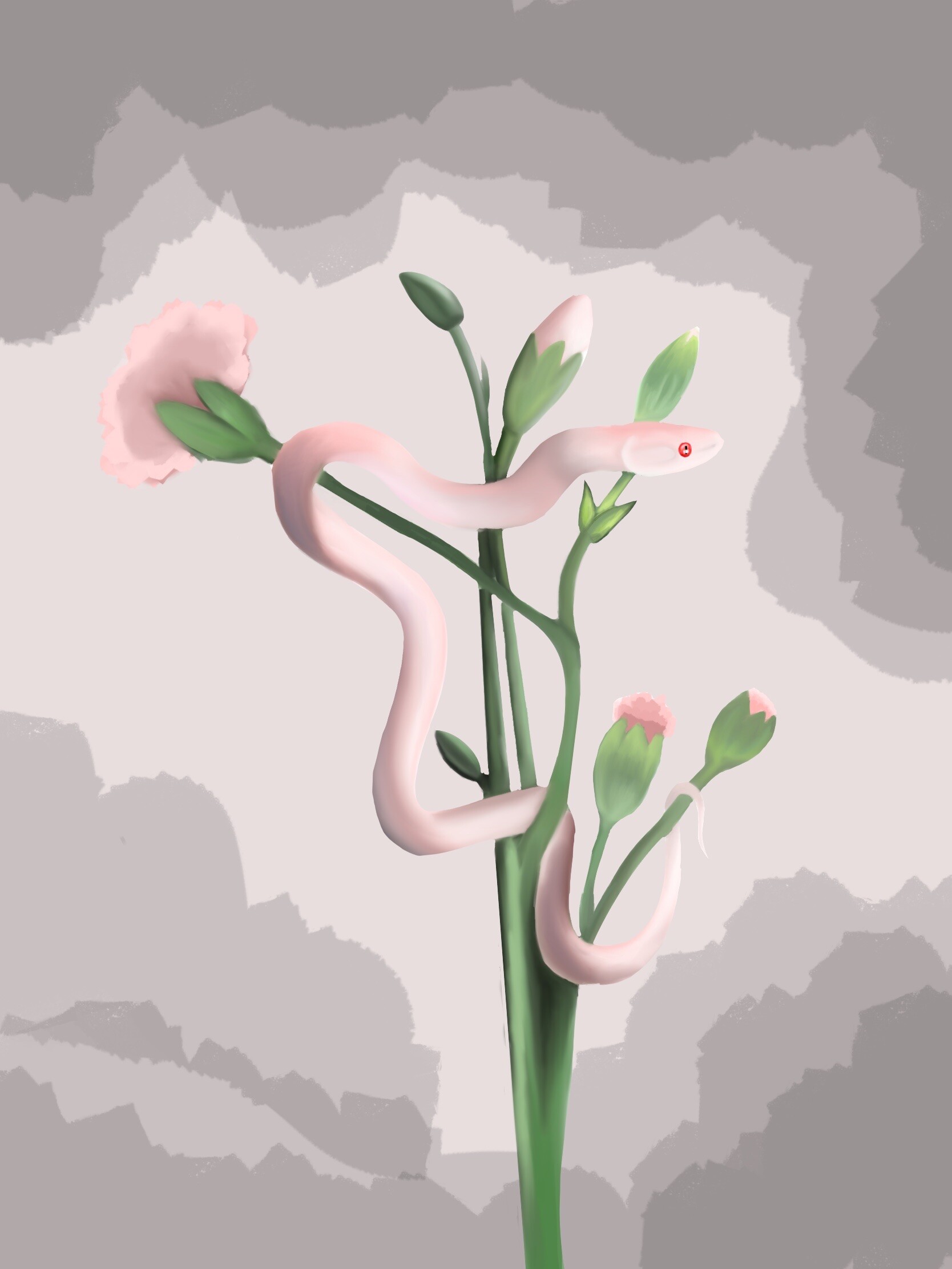 ArtStation - Snake with flowers