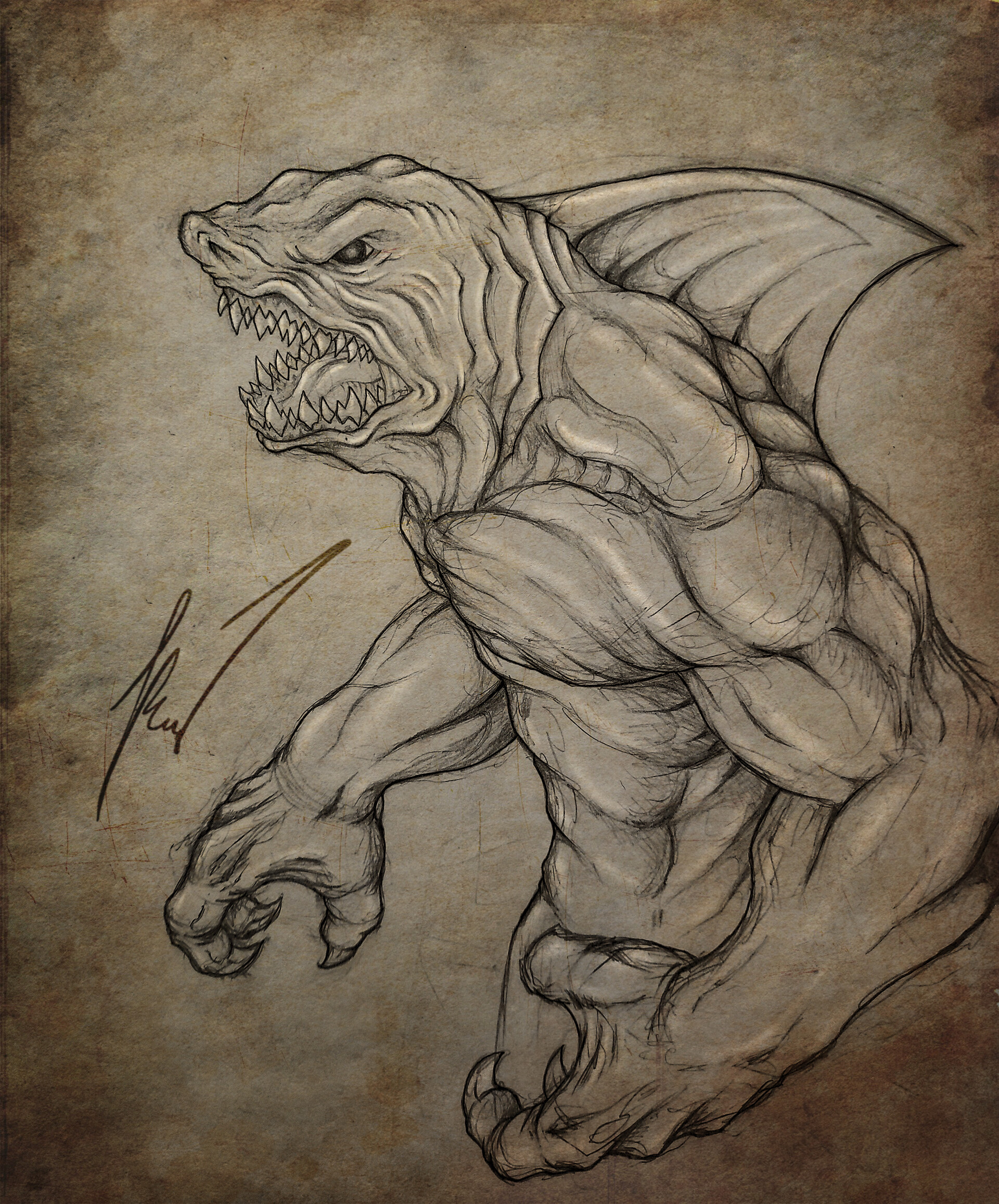 Shark Man Drawing