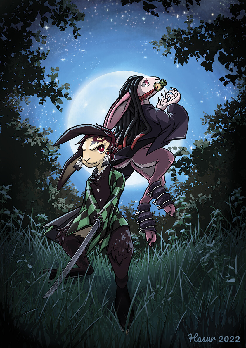 ArtStation - Tanjiro and Nezuko as bunnies