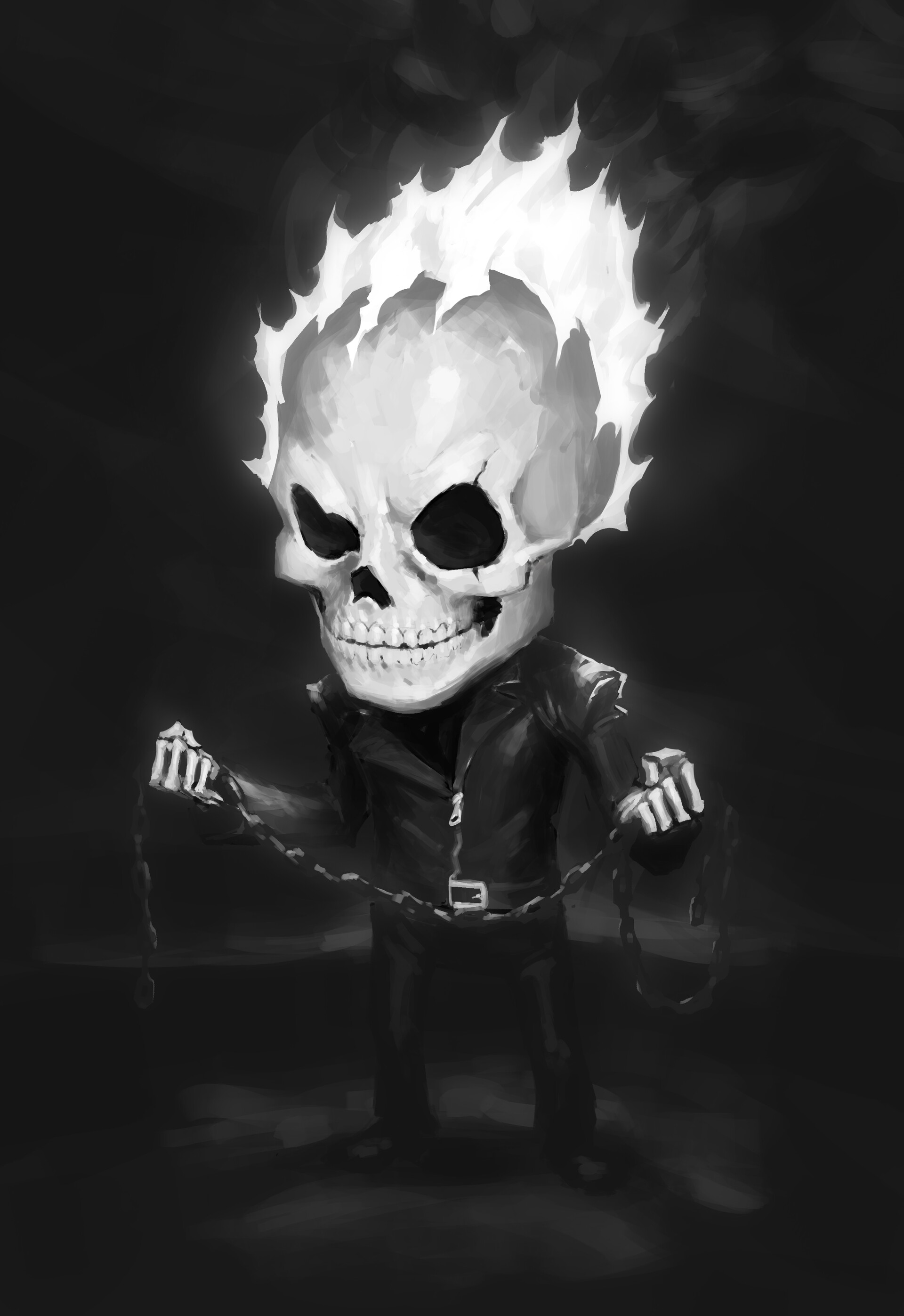 how to draw chibi ghost rider