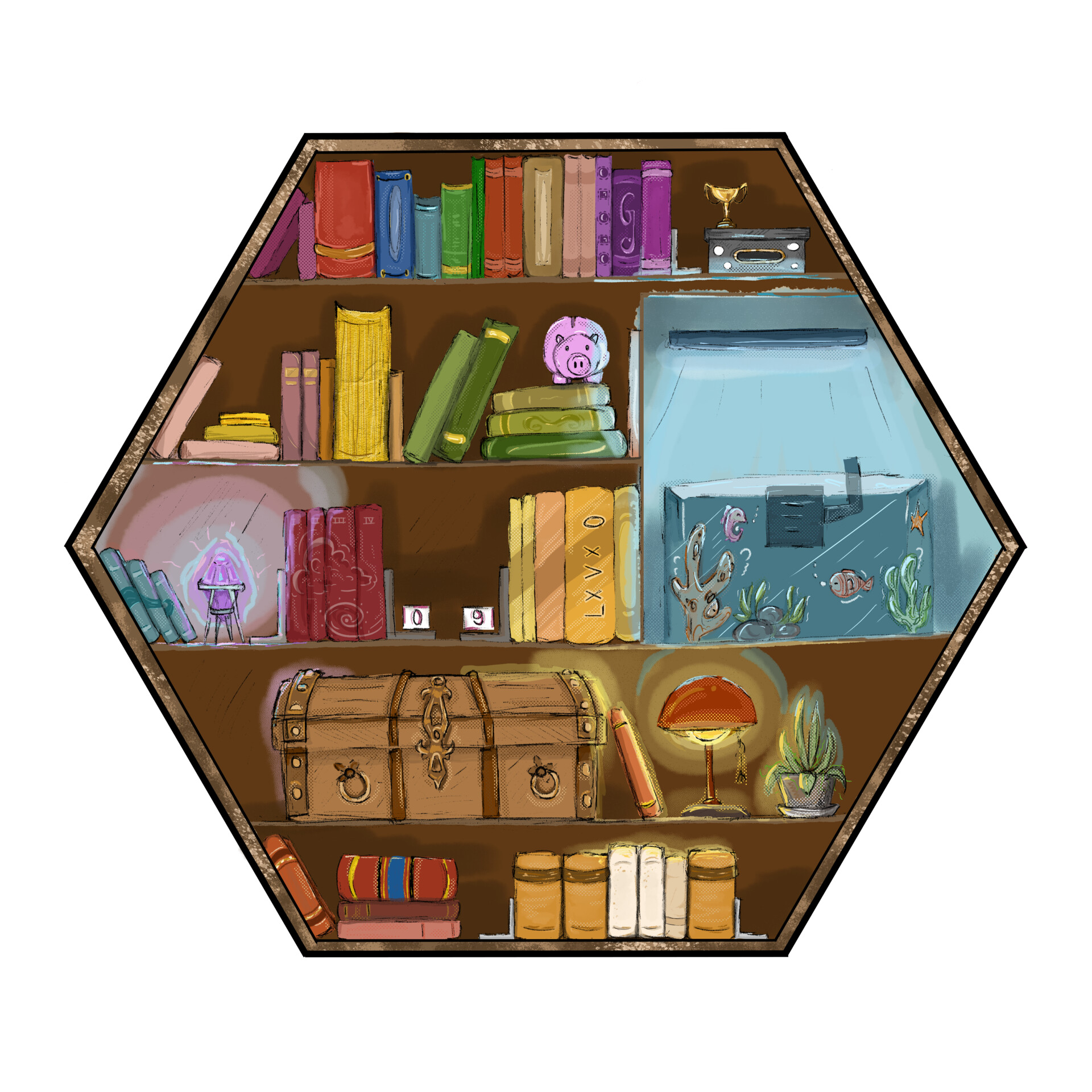 ArtStation - Hexagon Bookshelf