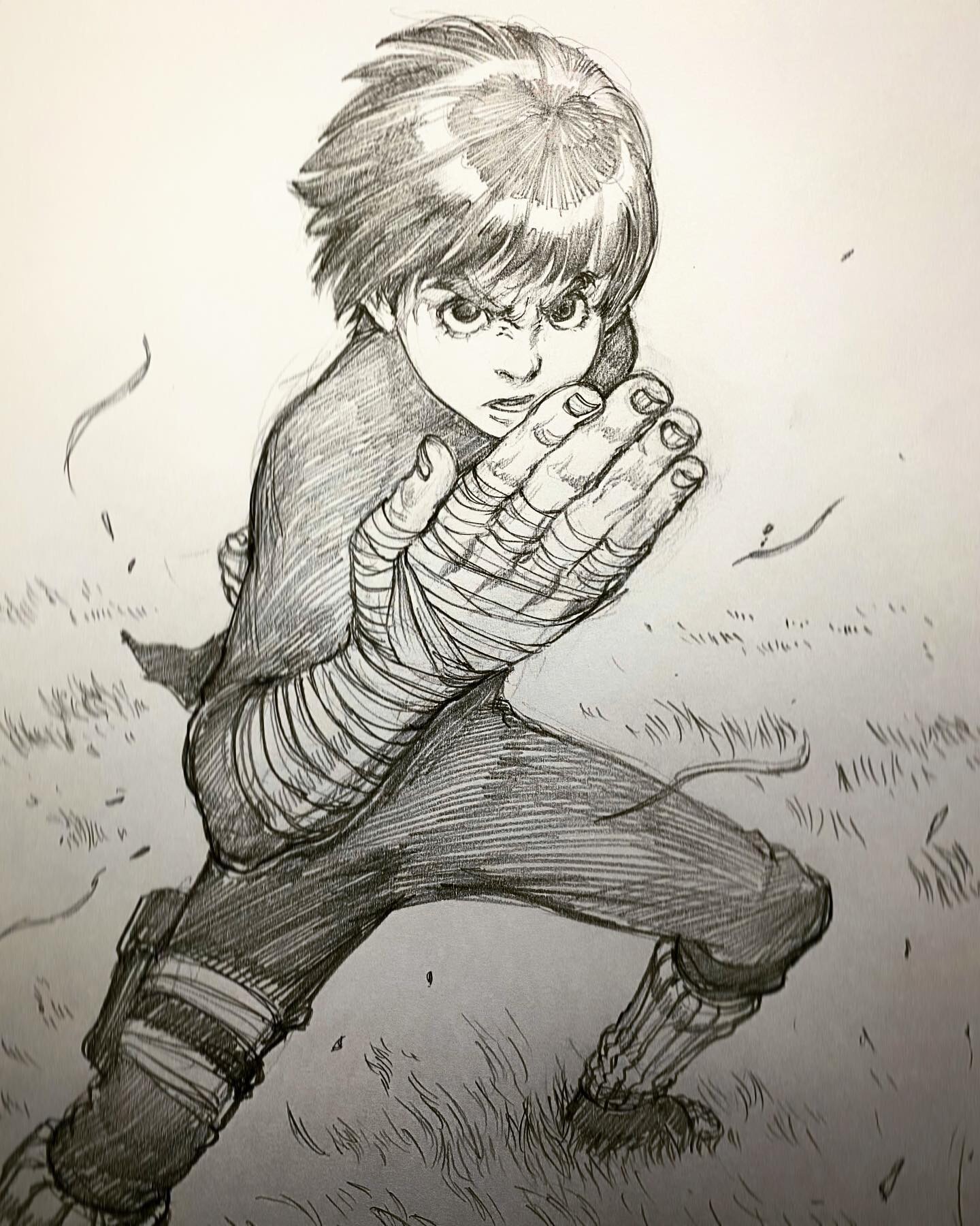 how to draw rock lee easy