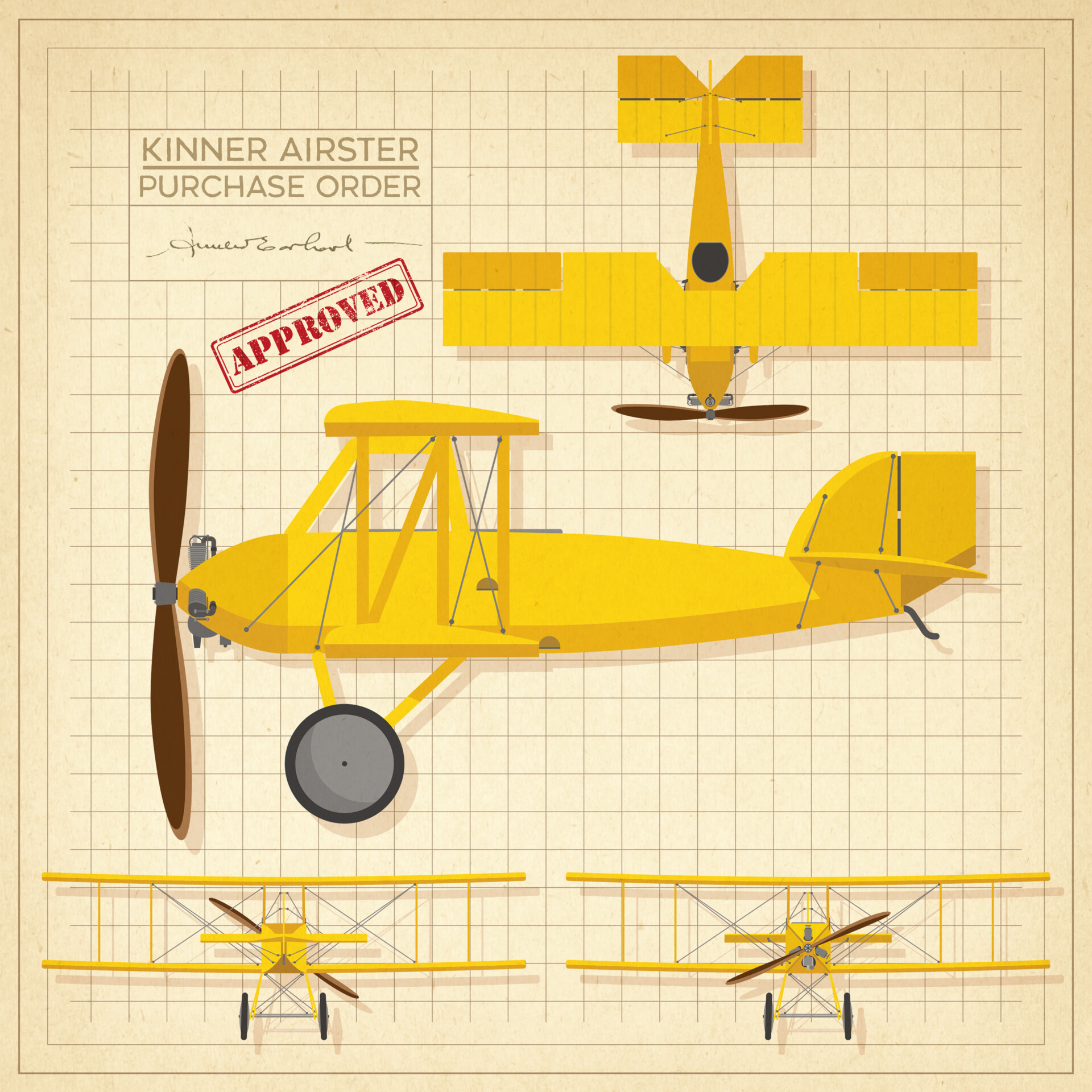 ArtStation - Kinner Airster Biplane "The Yellow Canary"