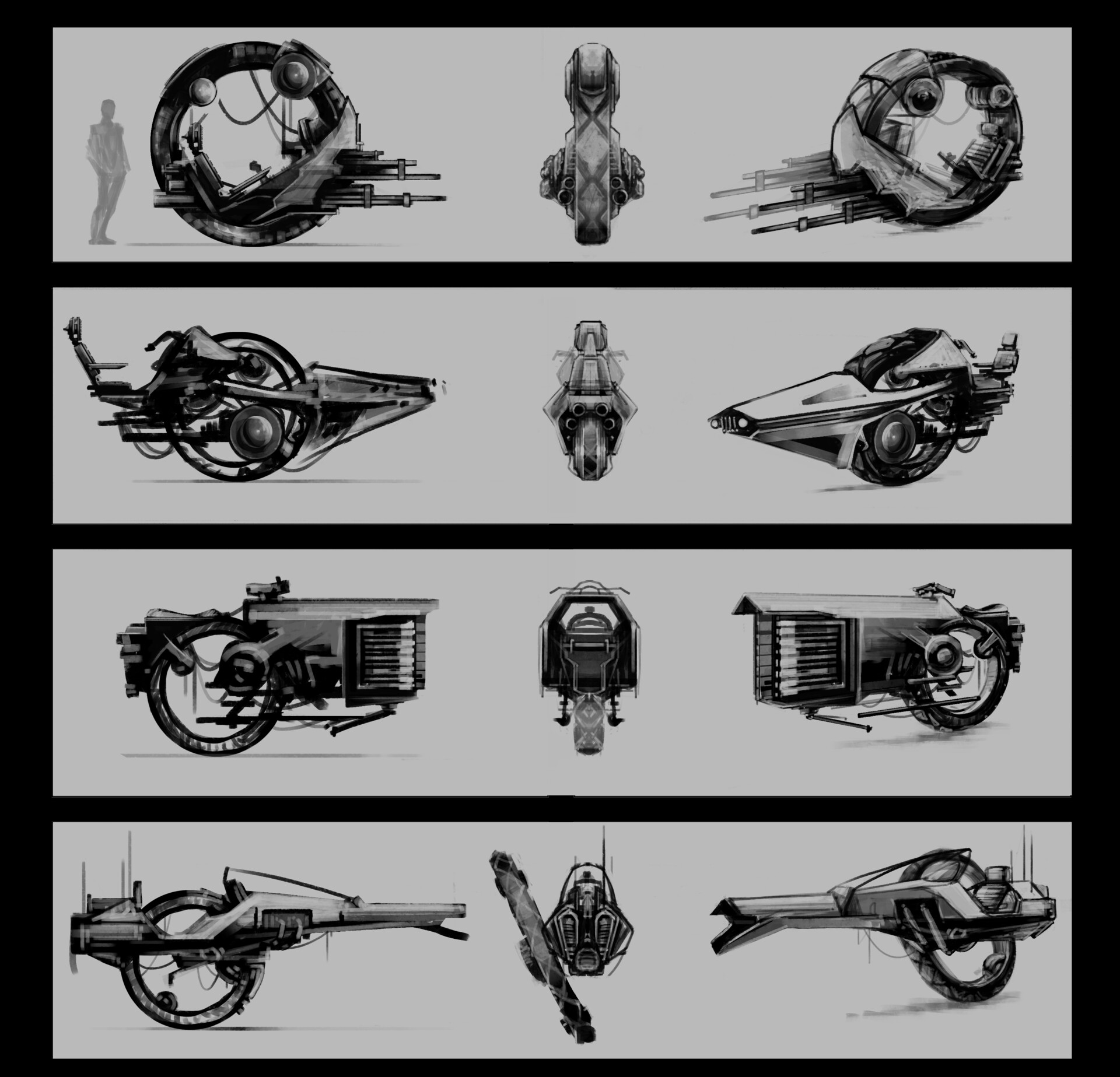 ArtStation - Mono-Wheel Vehicle Sketches