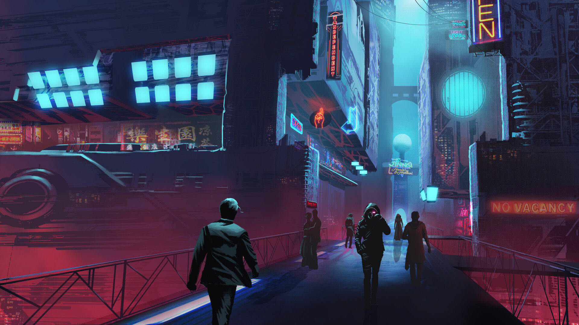 ArtStation - Cyber City but Still People are Walking