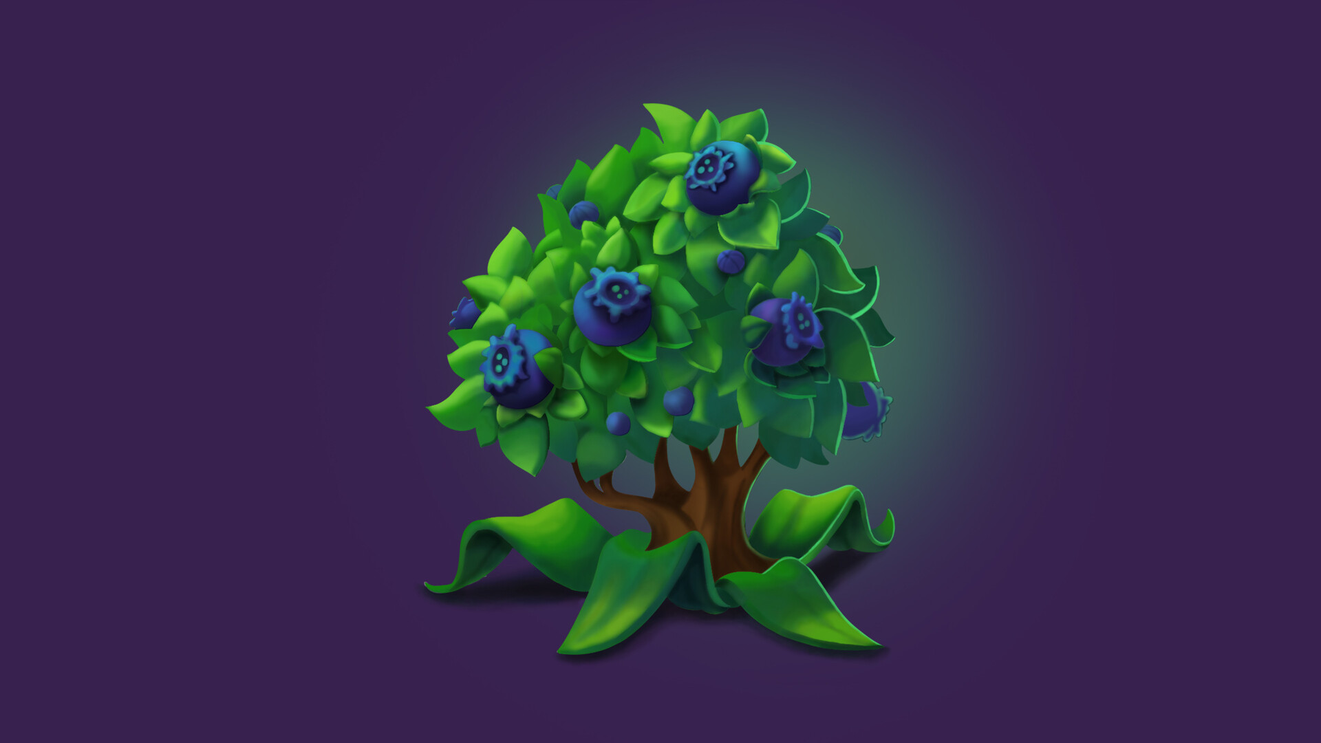 ArtStation - Blueberry bush illustration