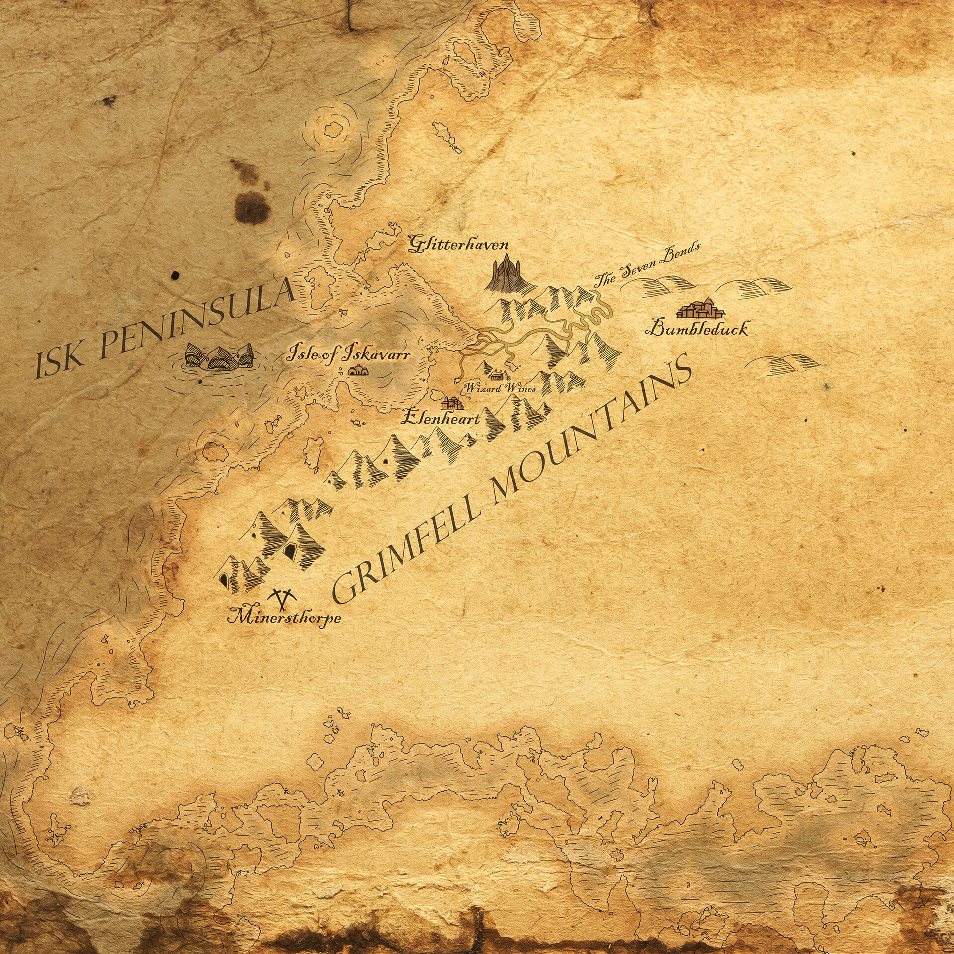 ArtStation - Map of Deeplocke - Hand Drawn Style