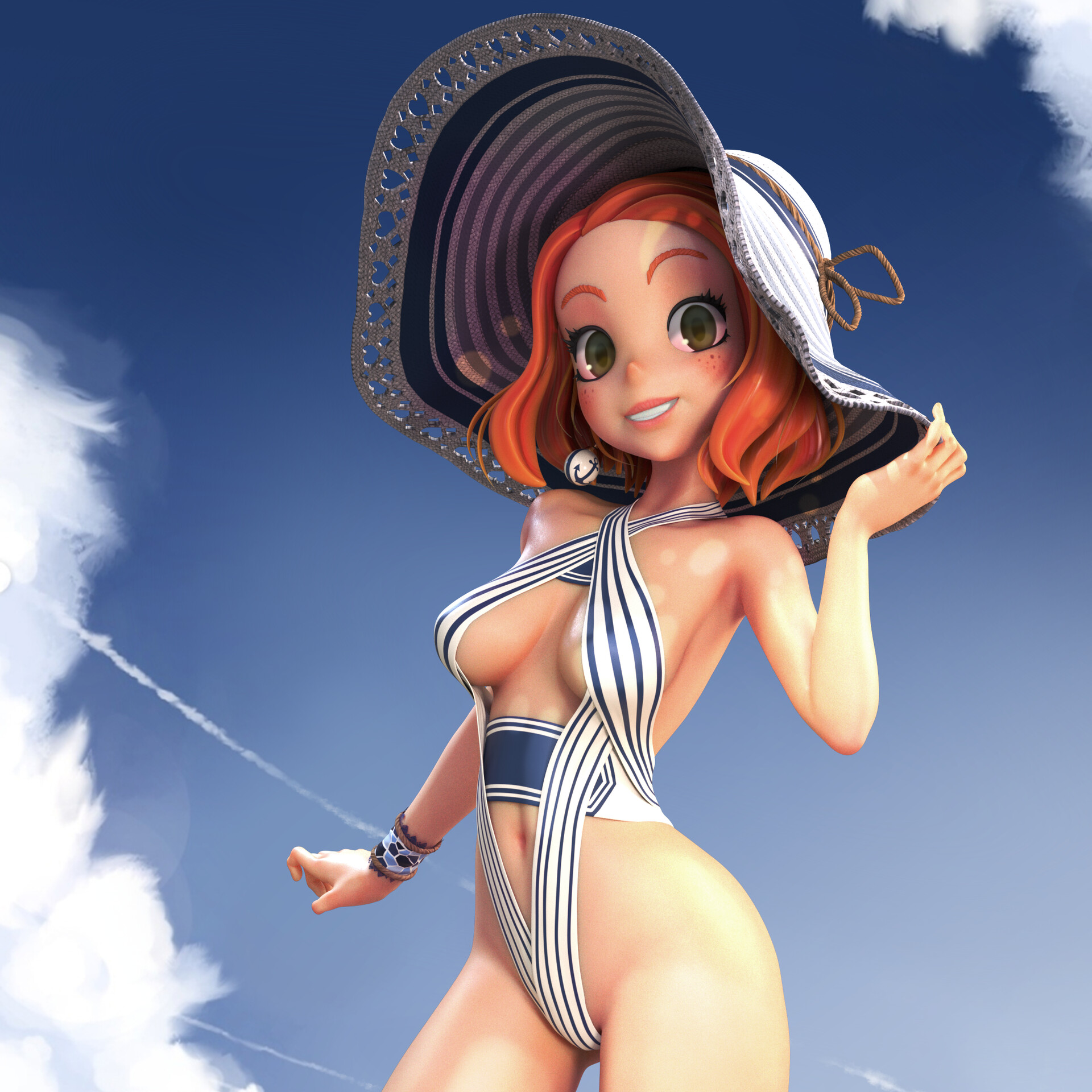 ArtStation - Beach Pinup 3D Version try Xa on the moon