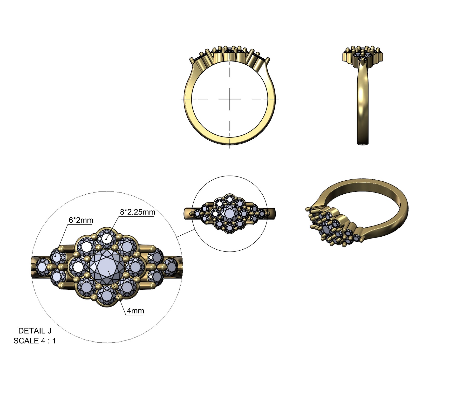 ArtStation - Diamond cluster ring jewelry illustration