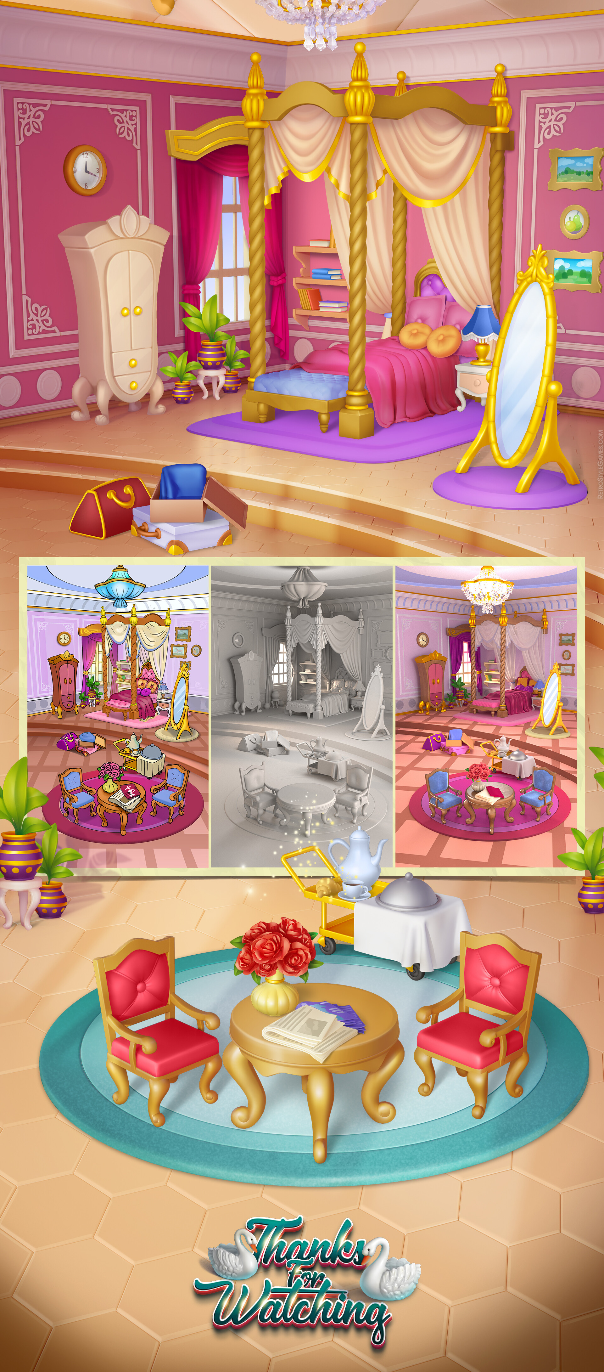 RetroStyle Games - 2D and 3D Room Designs for Merge Hotel