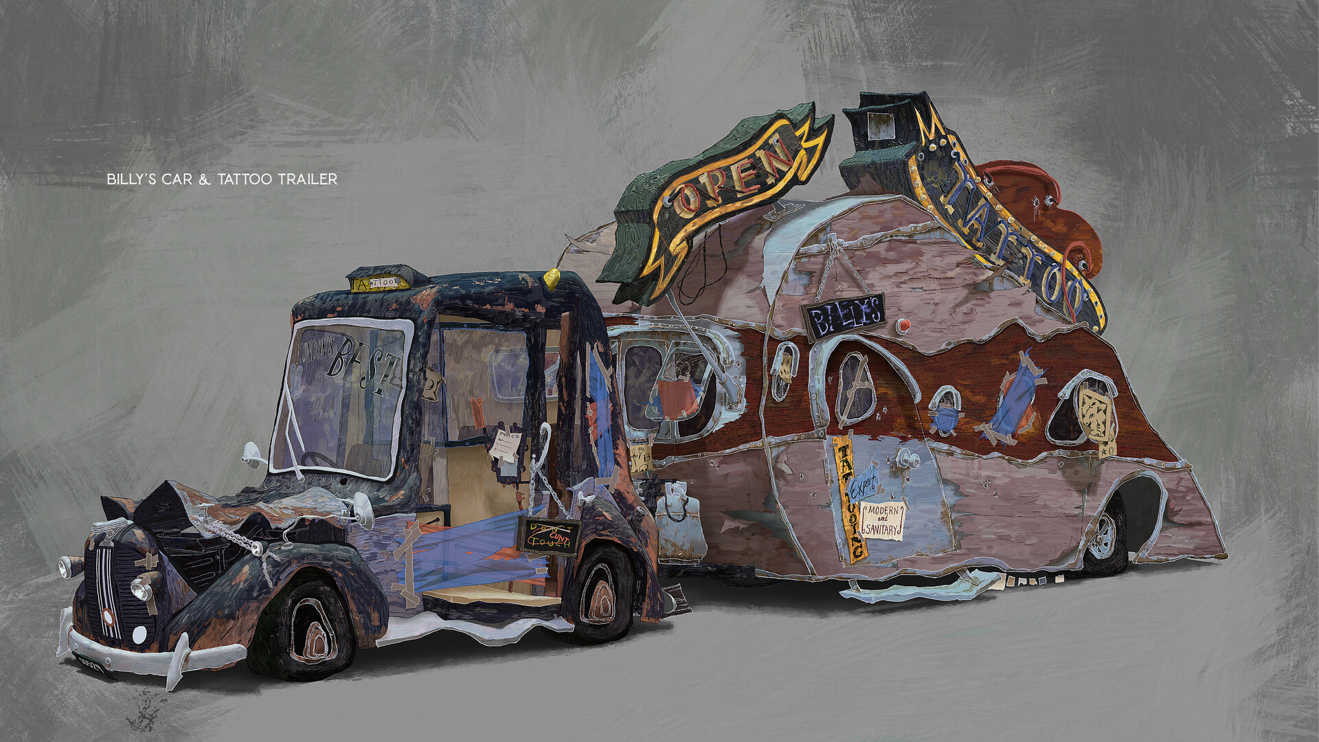 ArtStation - Billy's Car and Tattoo Trailer