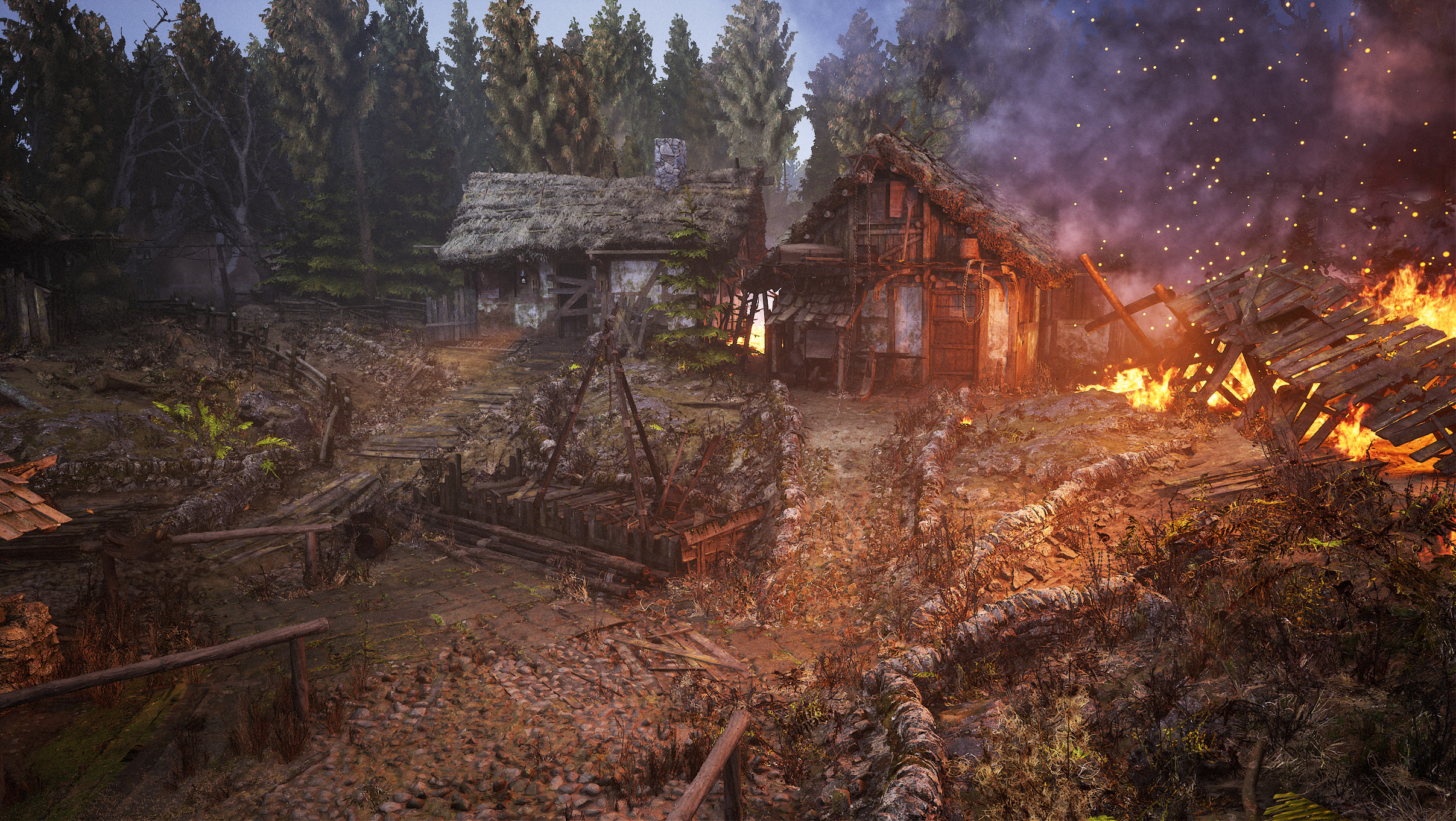 Medieval Town On Fire