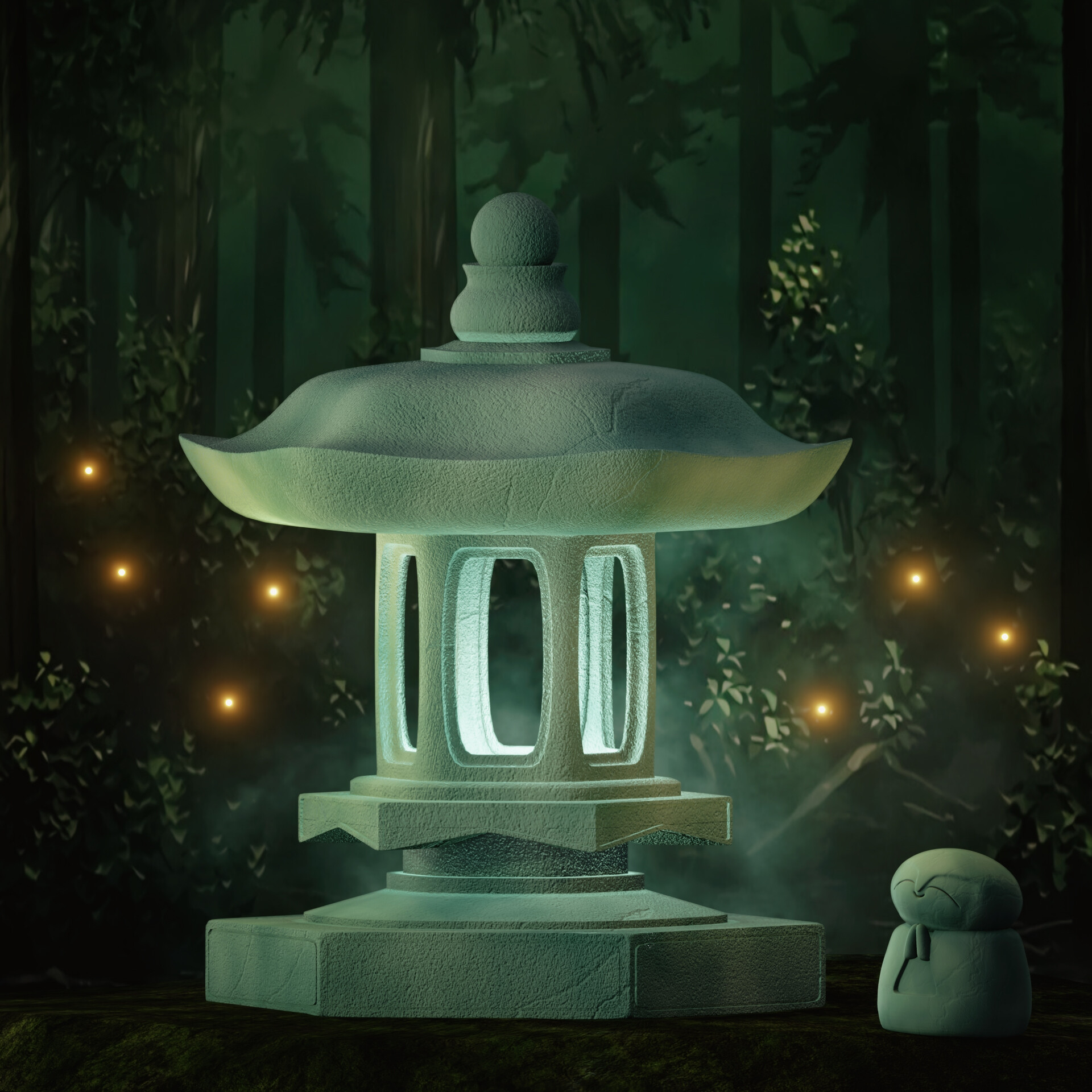 ArtStation - Lantern in the magical forest