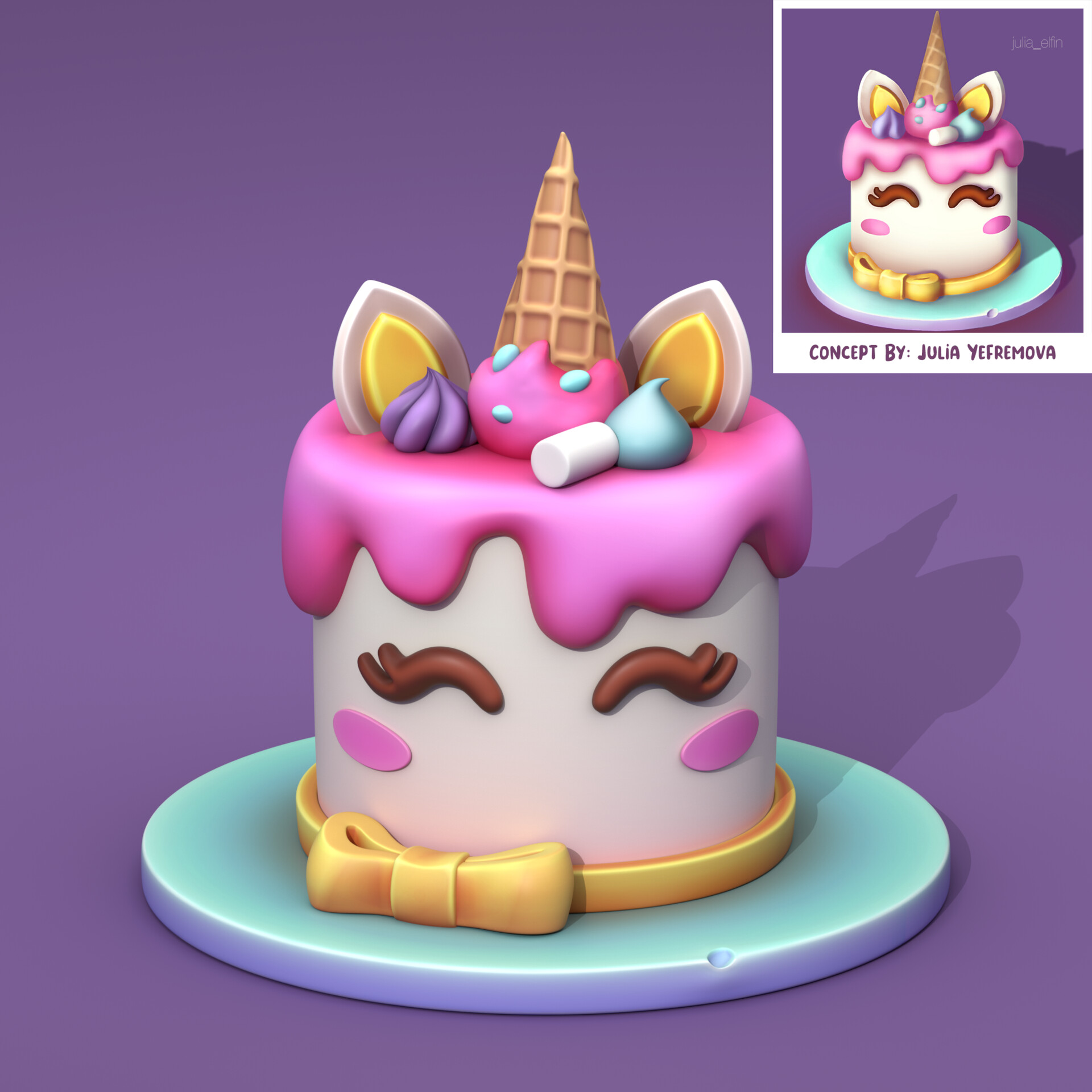ArtStation - Stylized Unicorn Cake