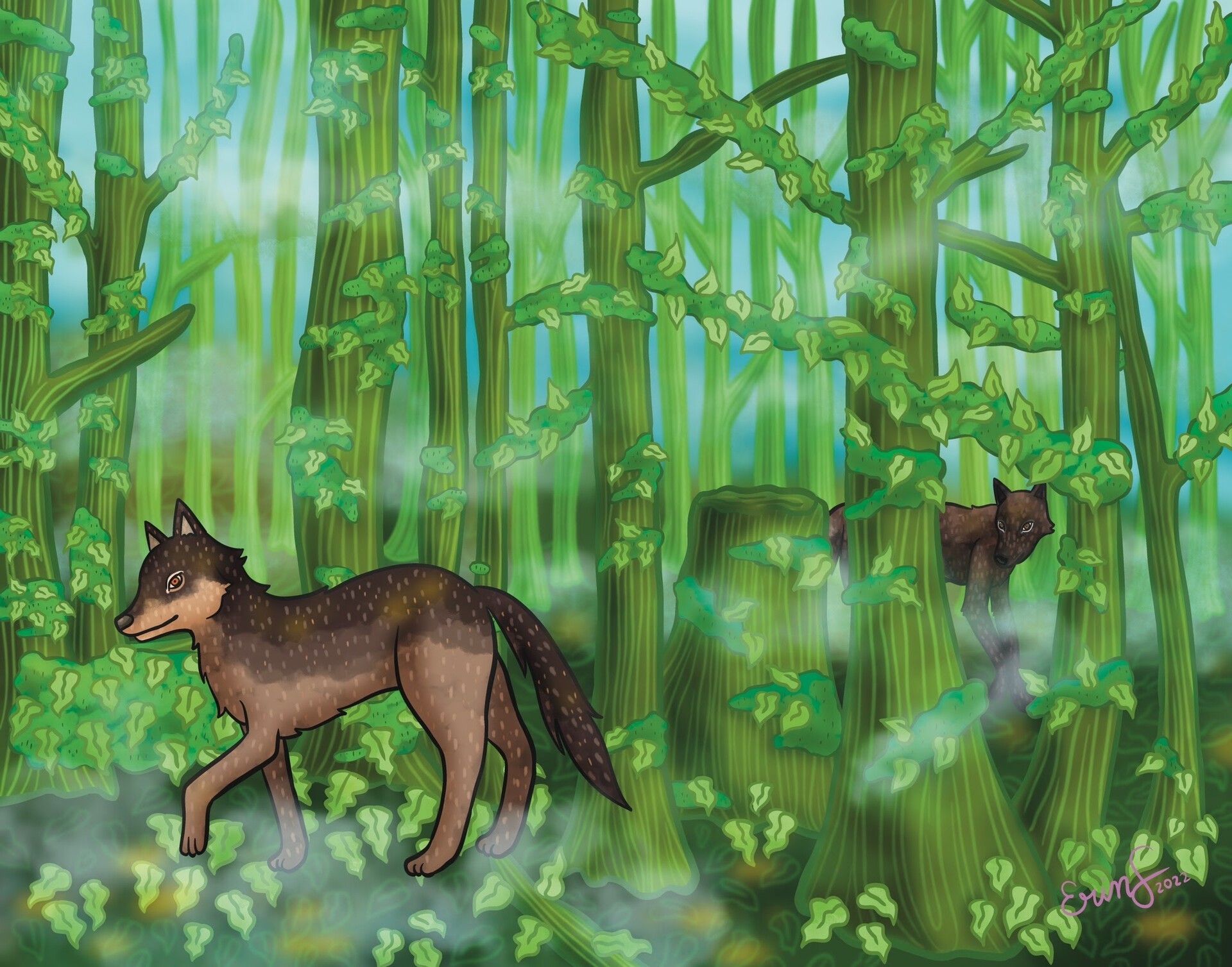 ArtStation - Rainforest Wolves