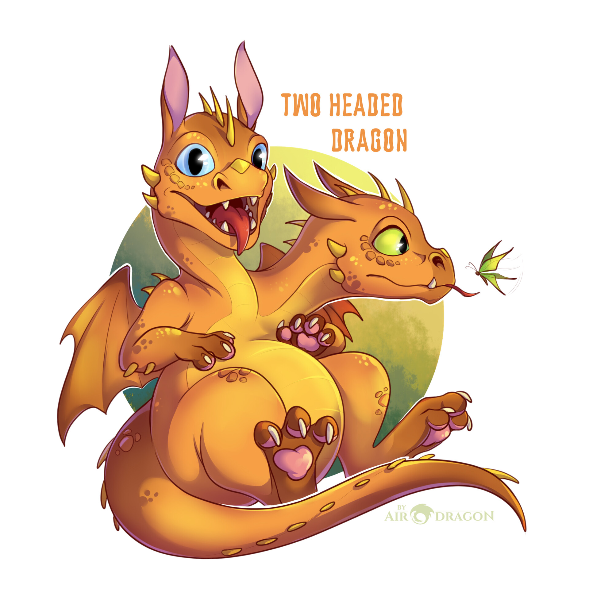 two headed dragon cartoon