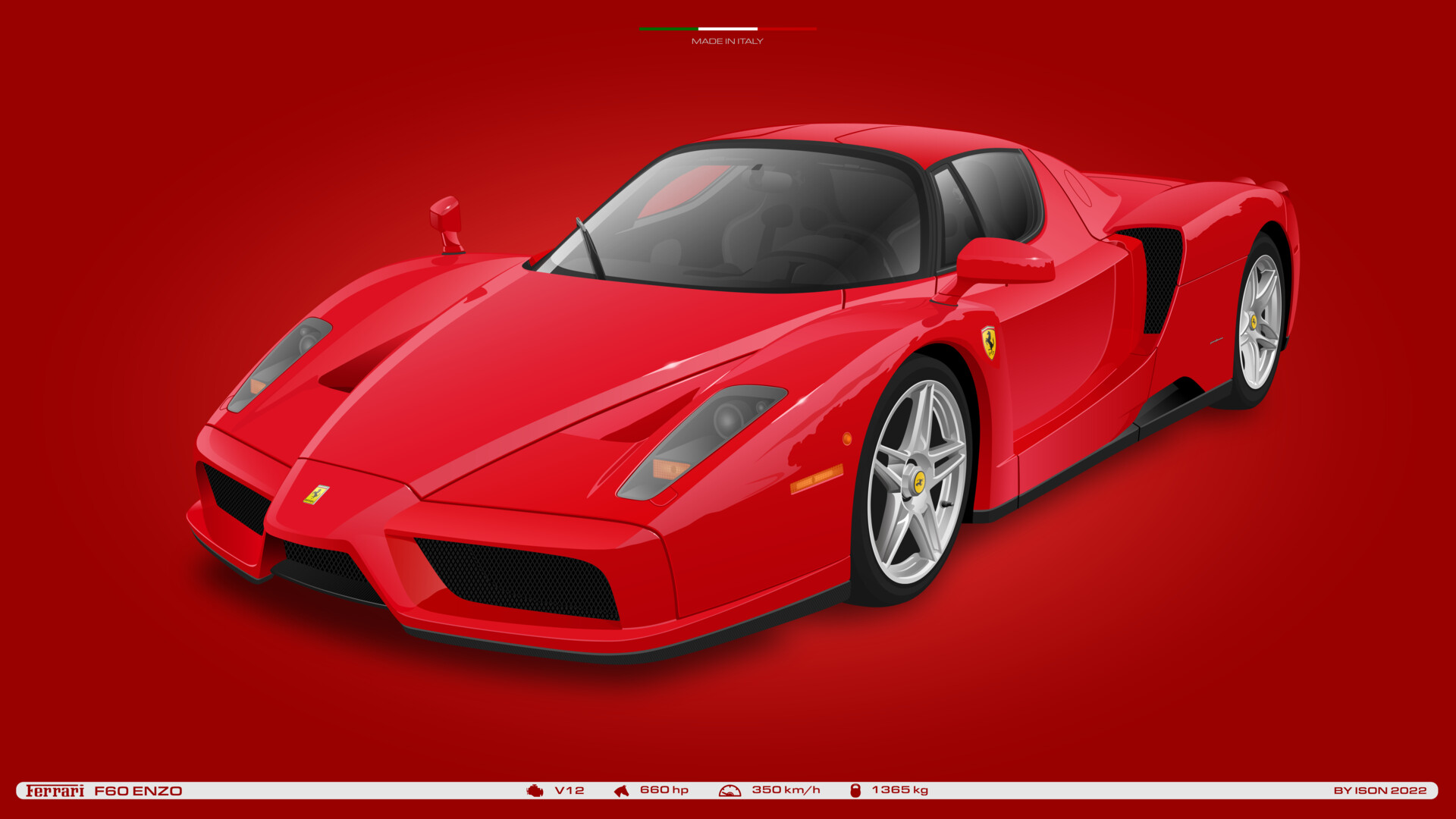 Vyacheslav Root - Ferrari F60 Enzo (2002) Red vectordrawing