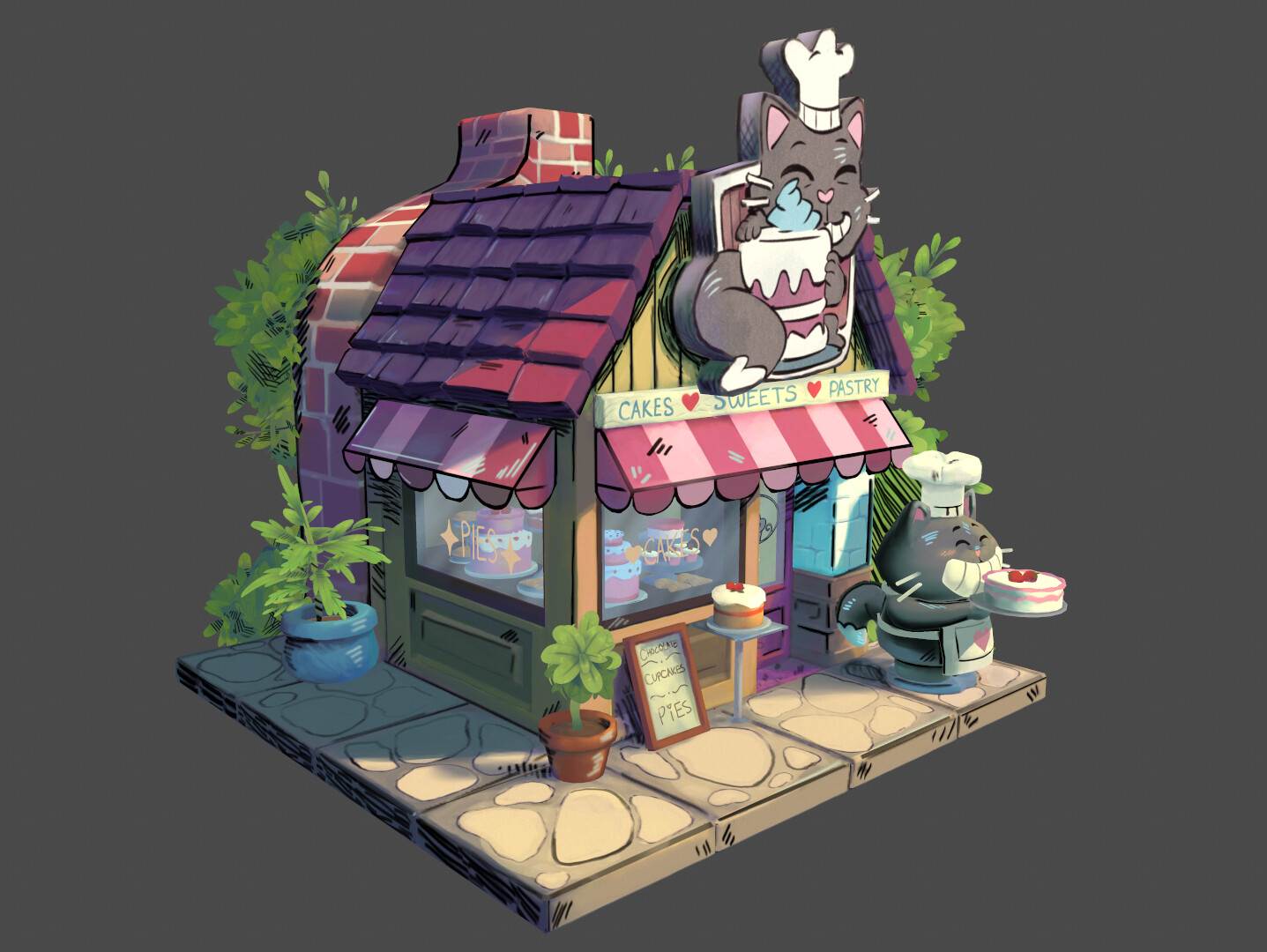ArtStation - Cat Bakery - Hand Painted
