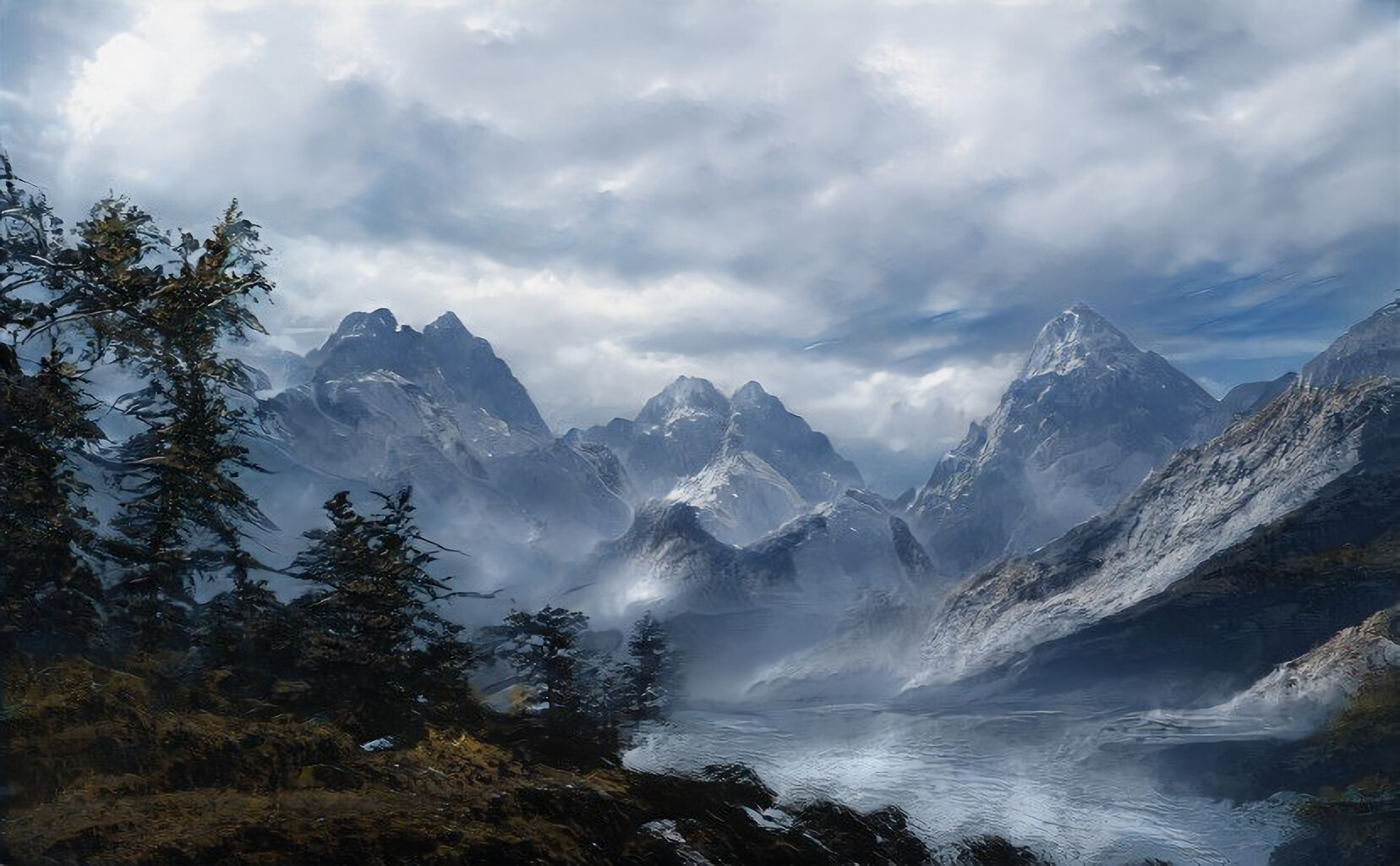 ArtStation - Cloudy day in the mountains - landscape