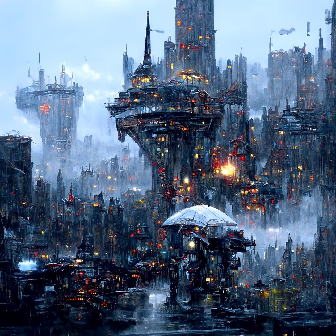 ArtStation - Cyber City at Rainy day
