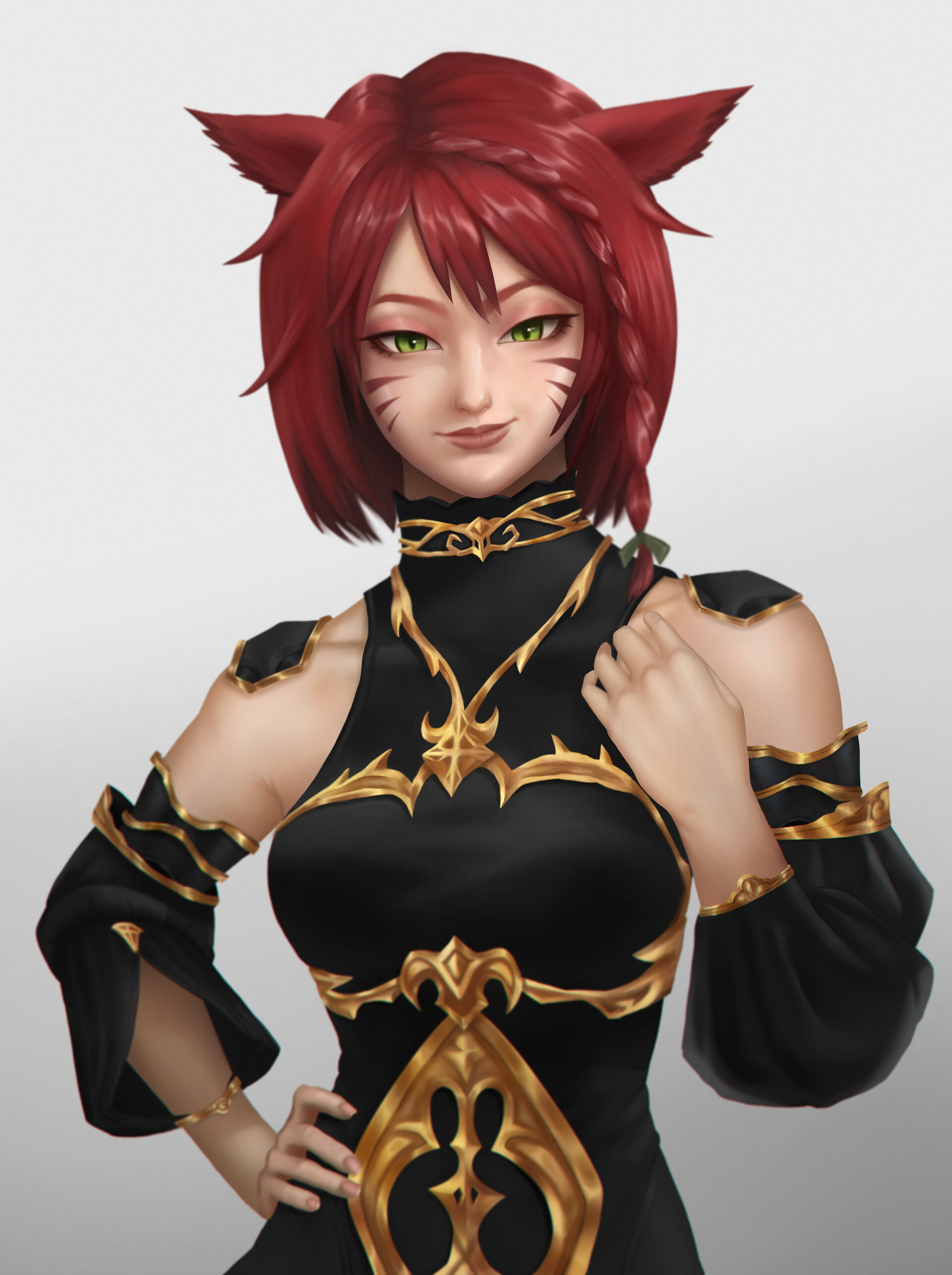 ArtStation - Miqo'te bust illustration