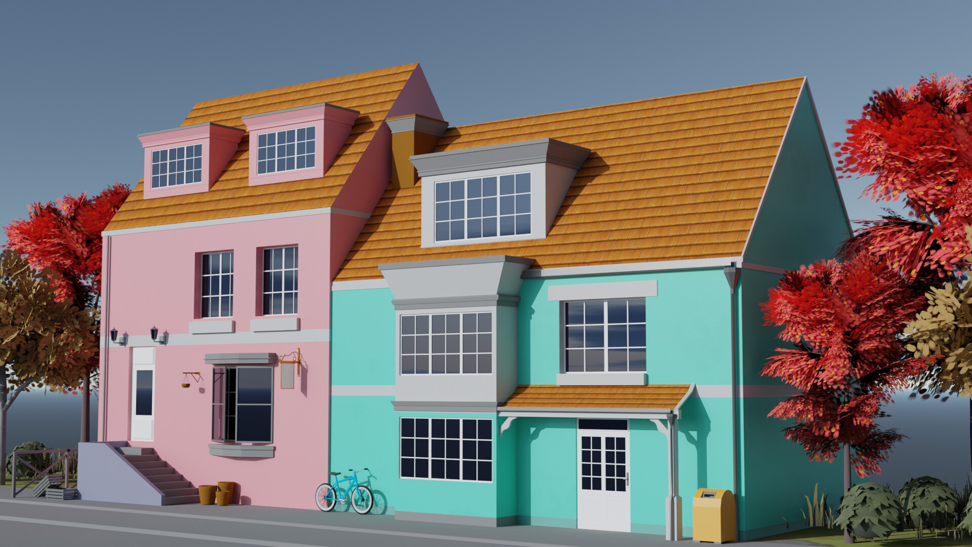ArtStation - Street view of houses
