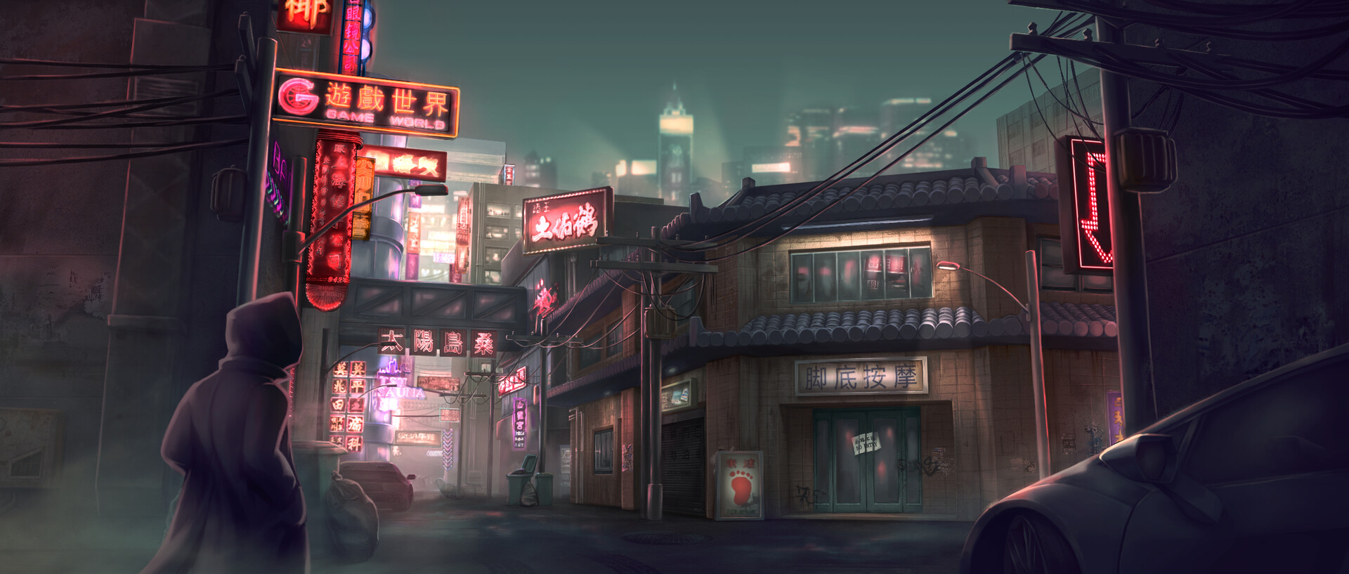 ArtStation - Chinese City Alleyway in the Near Future