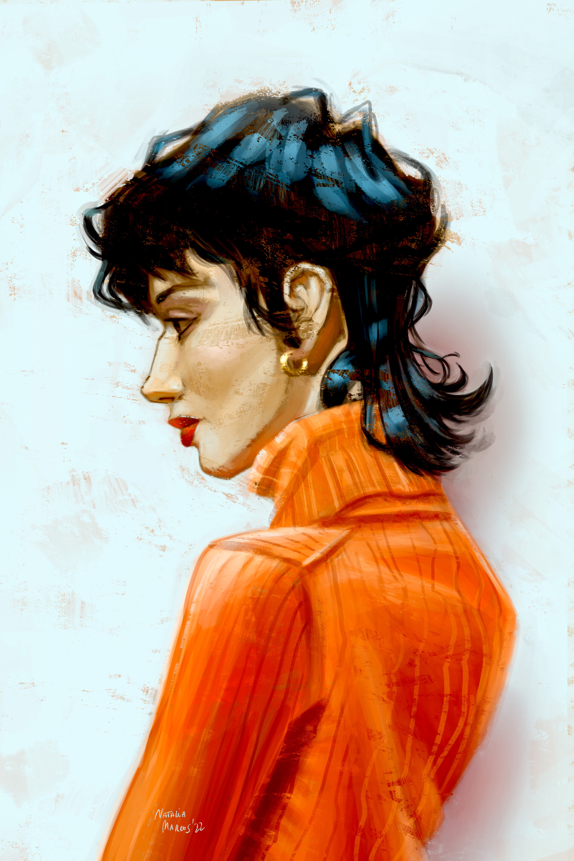 ArtStation - Woman with a mullet Portrait