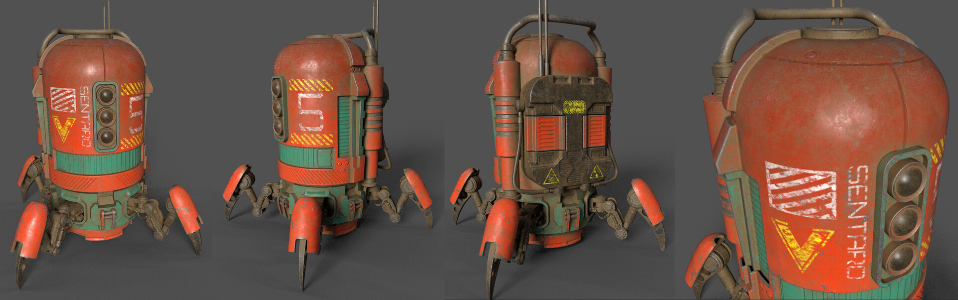 ArtStation - SpiderBot - Painted Texture Study