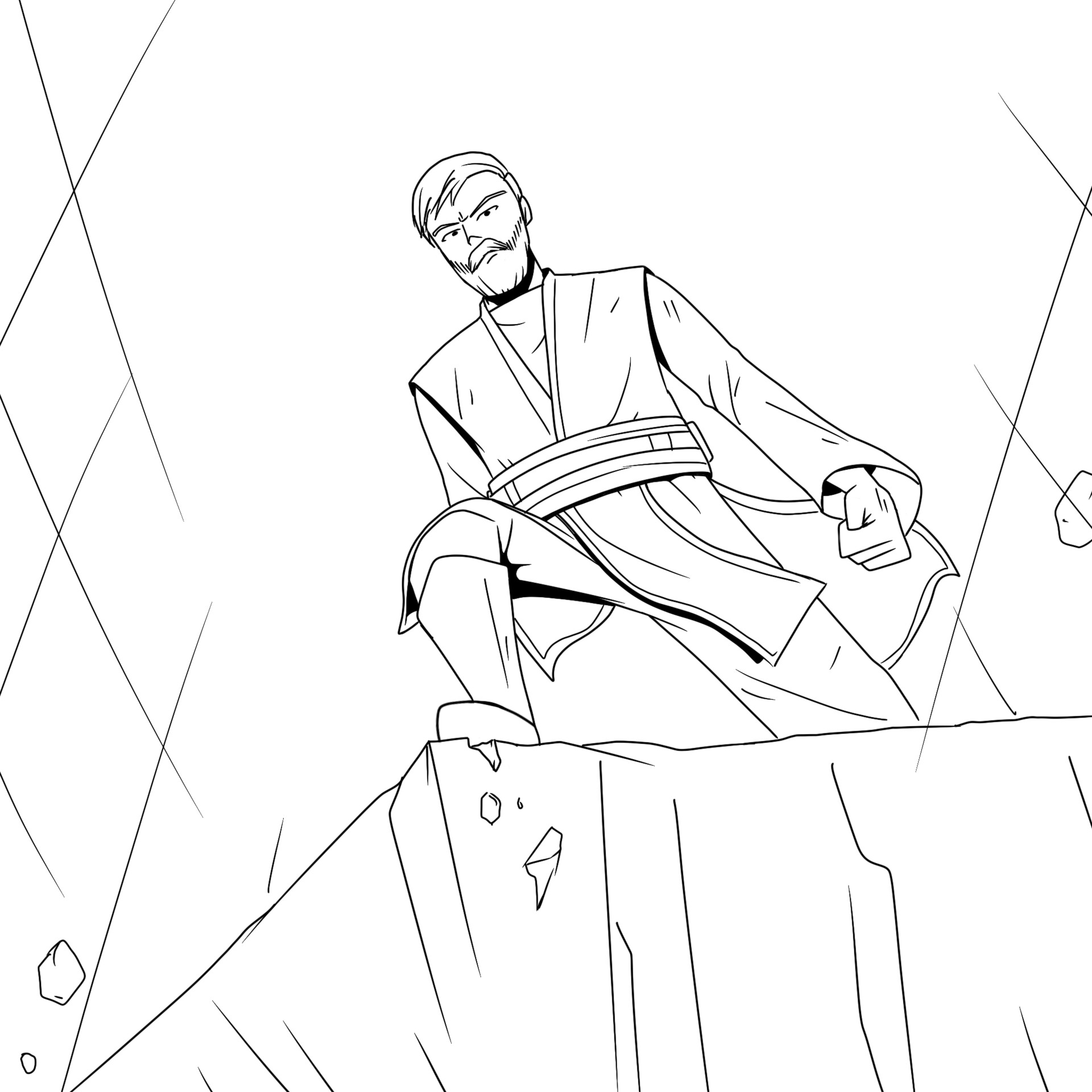 anakin and obi wan fight coloring page