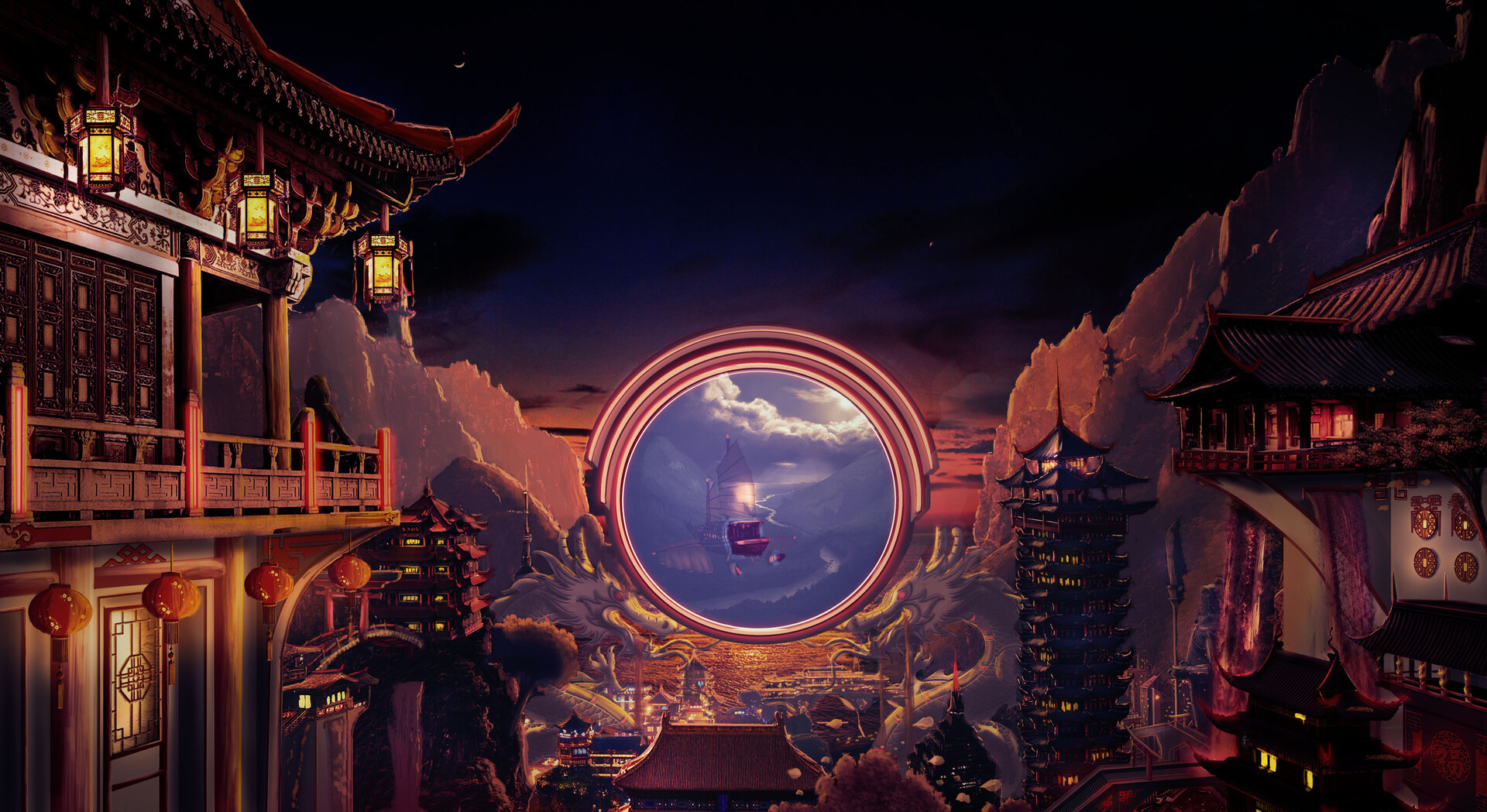 ArtStation - Asian style futuristic city - concept art