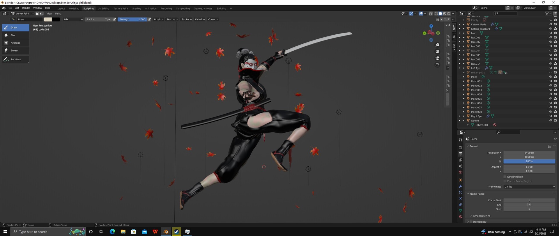 Tony Treloar III - Autumnal Ninja - render + WIP shots