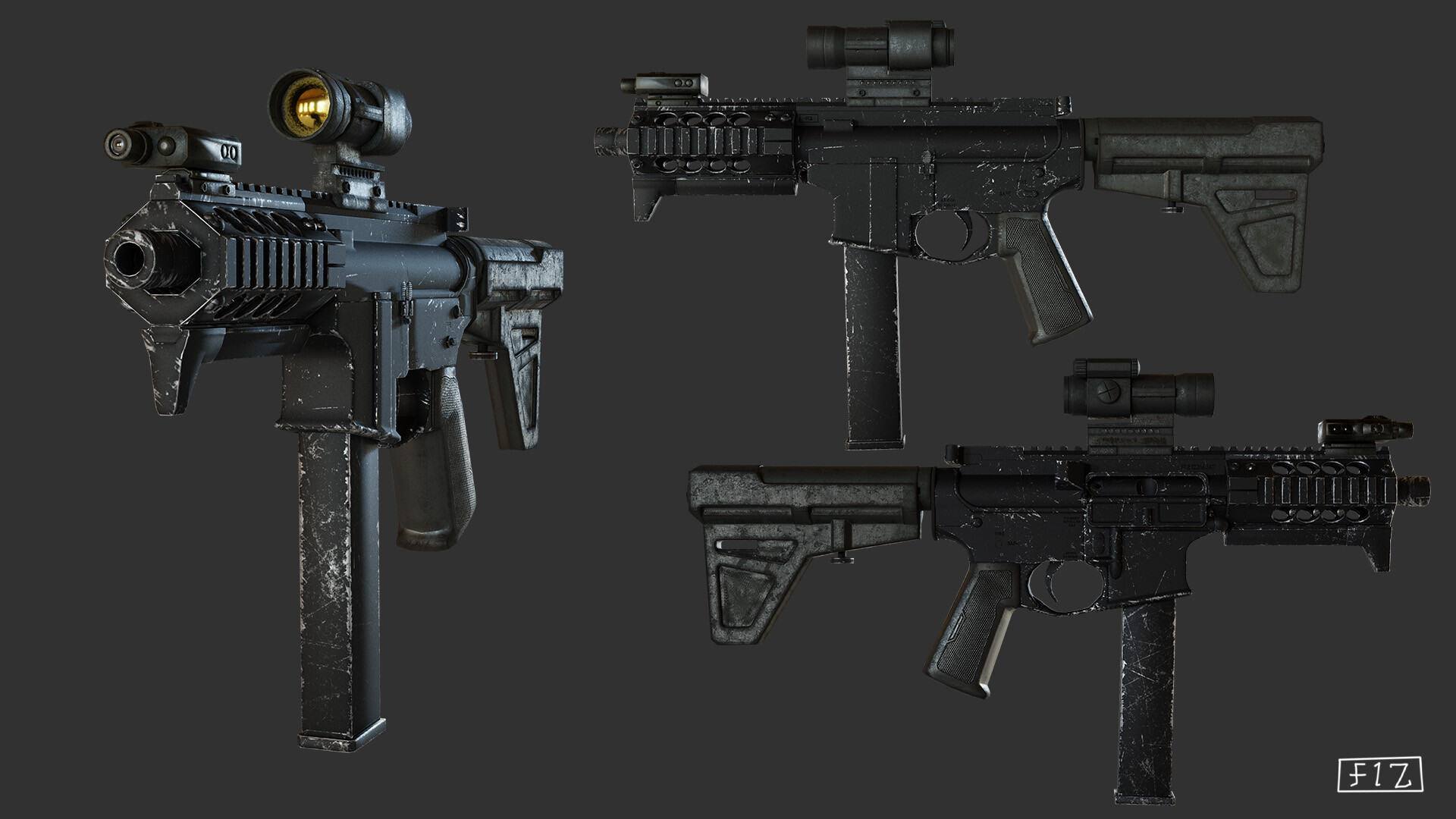 ArtStation - AR-9 High to Low poly + texturing