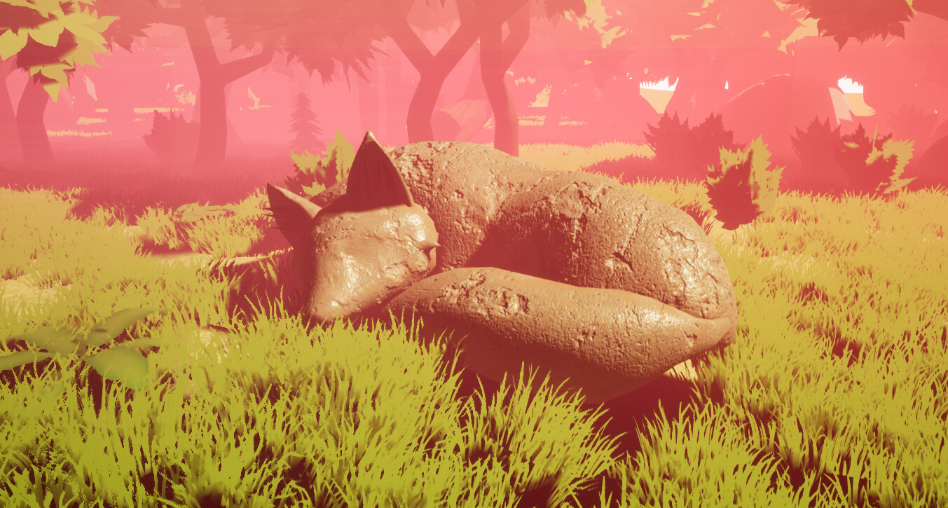 sleeping fox statue