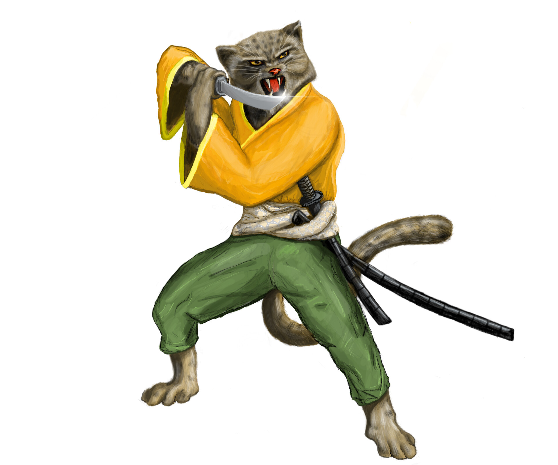 ArtStation - Catfolk Samurai