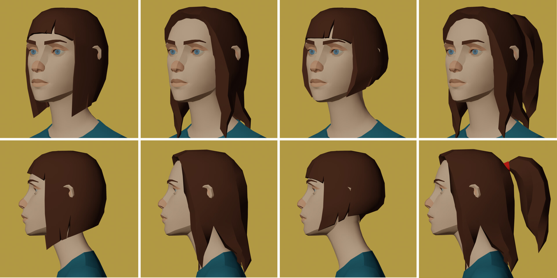 Yana Boyarko - 8 Low Poly Hair Styles
