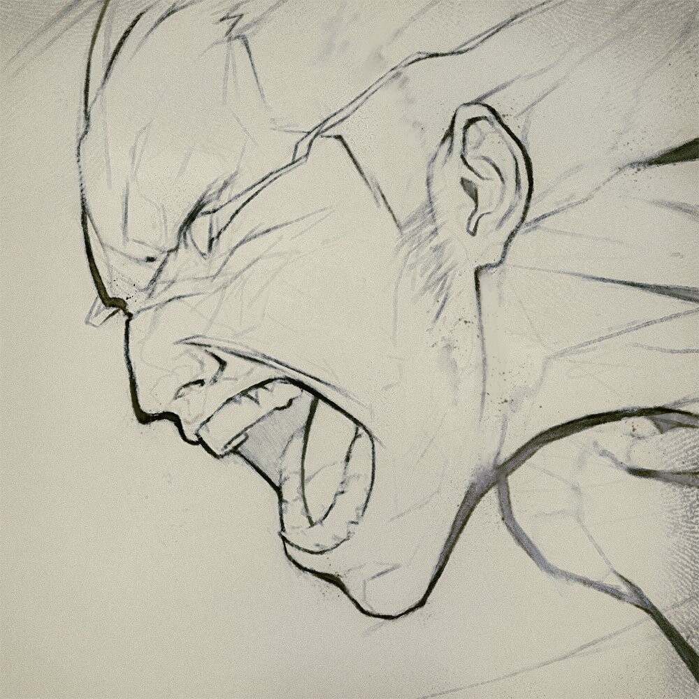 Screaming Side View Drawing