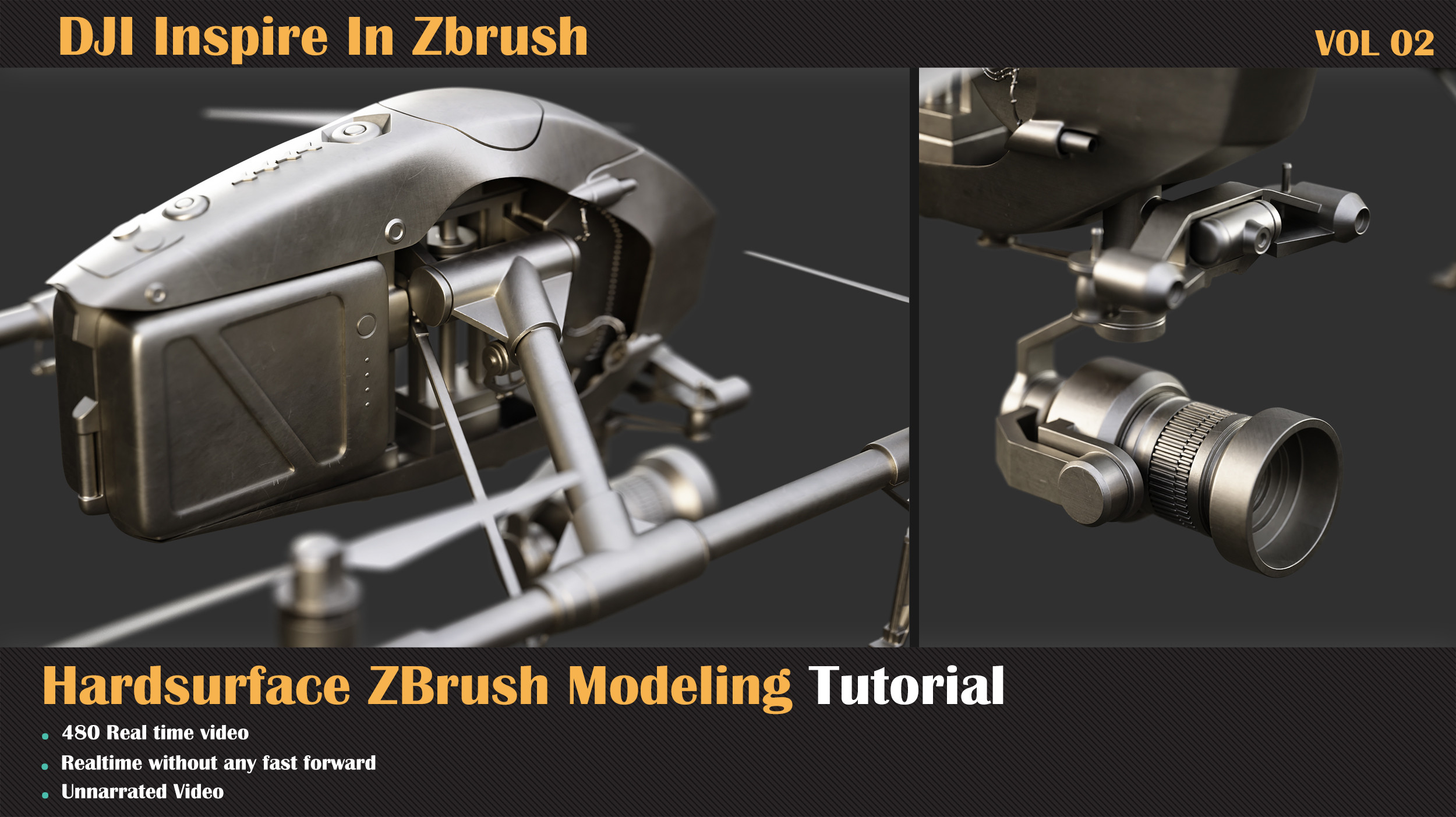 Milad Kambari - DJI Inspire Hardsurface ZBrush Modeling Tutorial - VOL 02