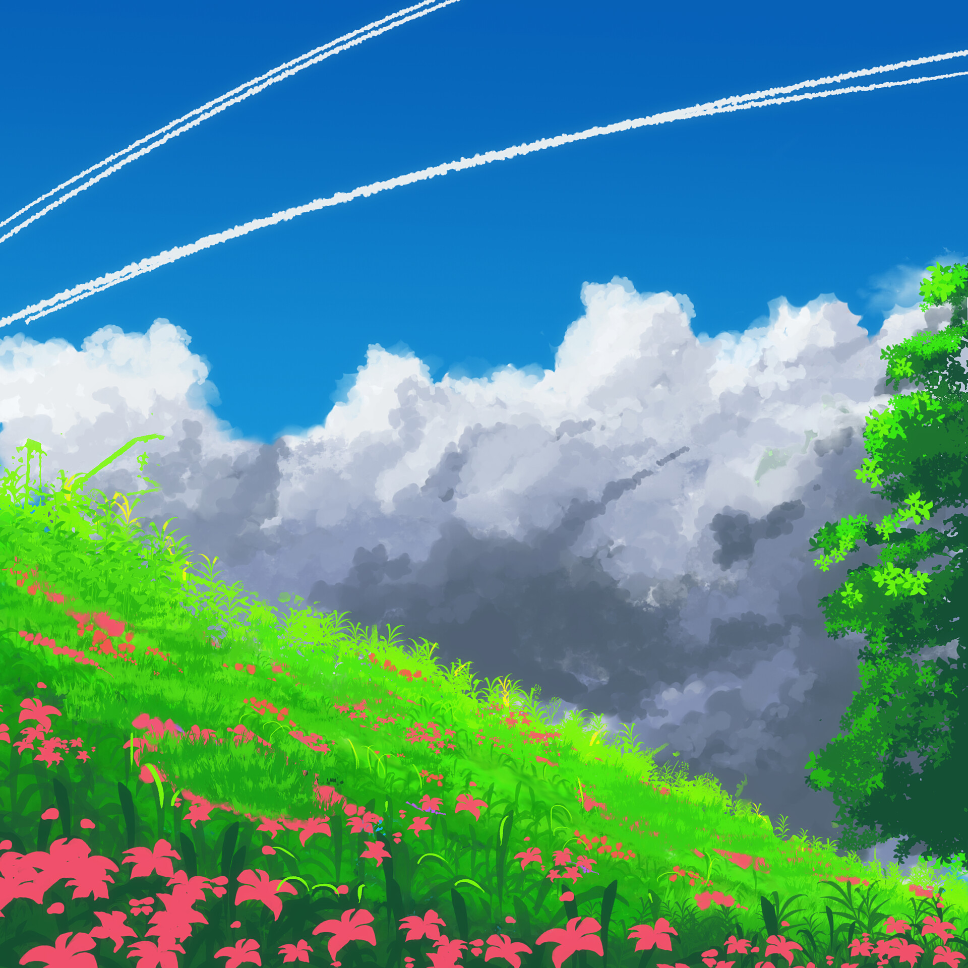 ArtStation - Anime Styled Landscape | Clouds