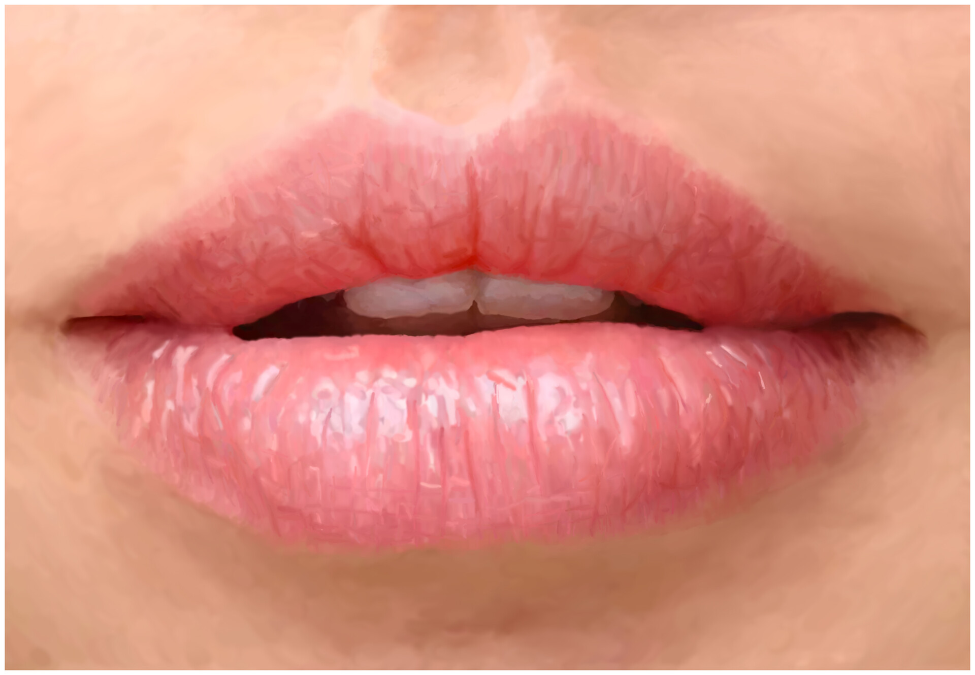 ArtStation - digital painting of lips