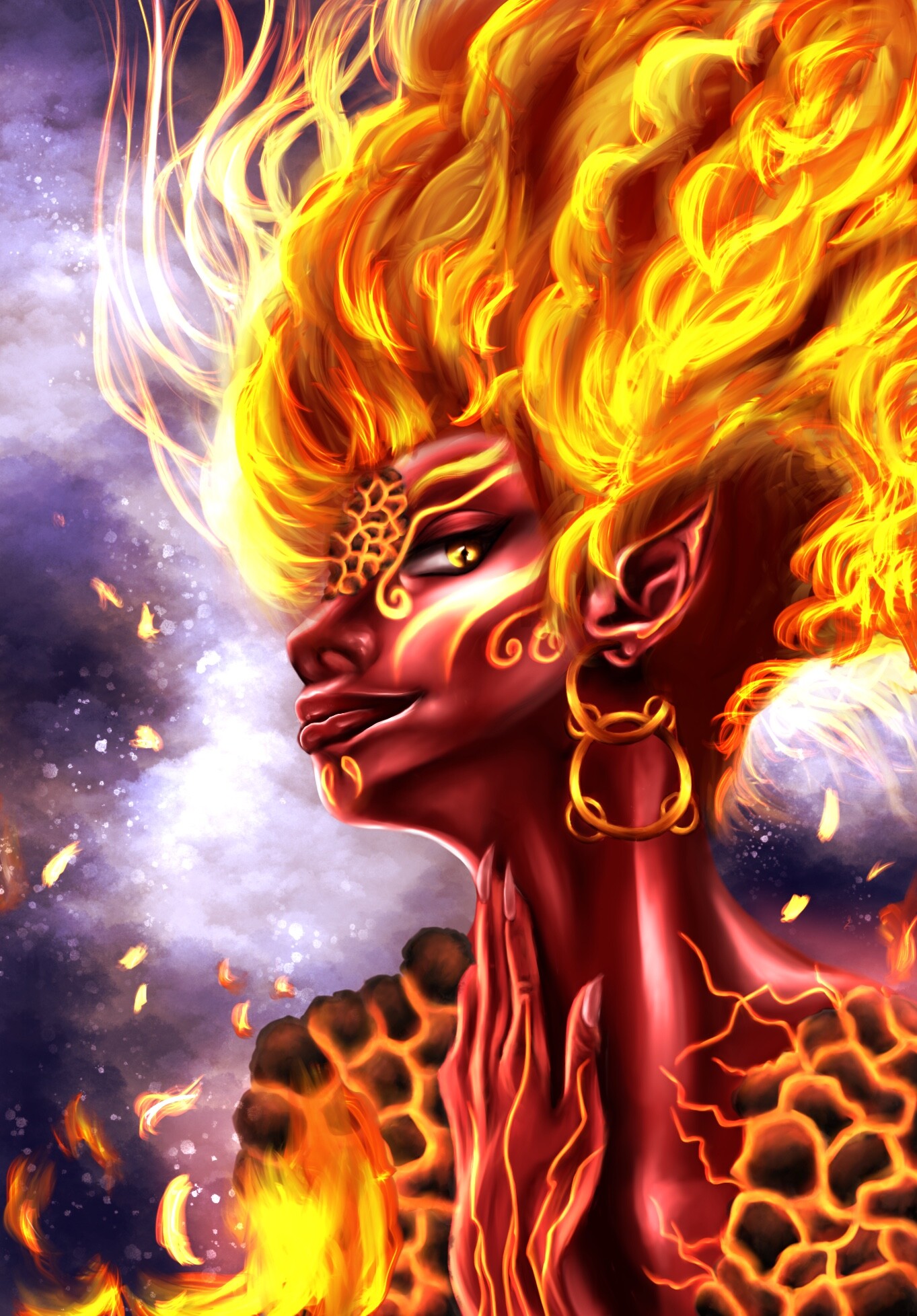 ArtStation - Kindle Fire- Fire Genasi Sorcerer