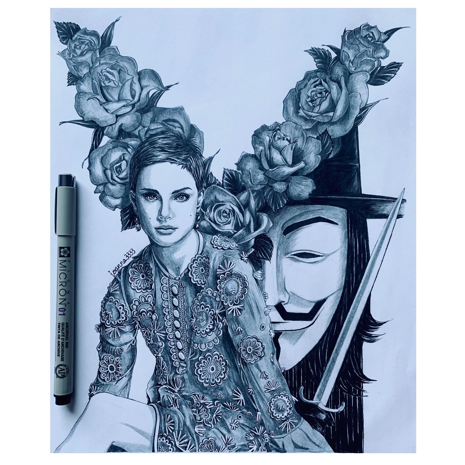 ArtStation - Inkpen drawing V for vendetta poster design