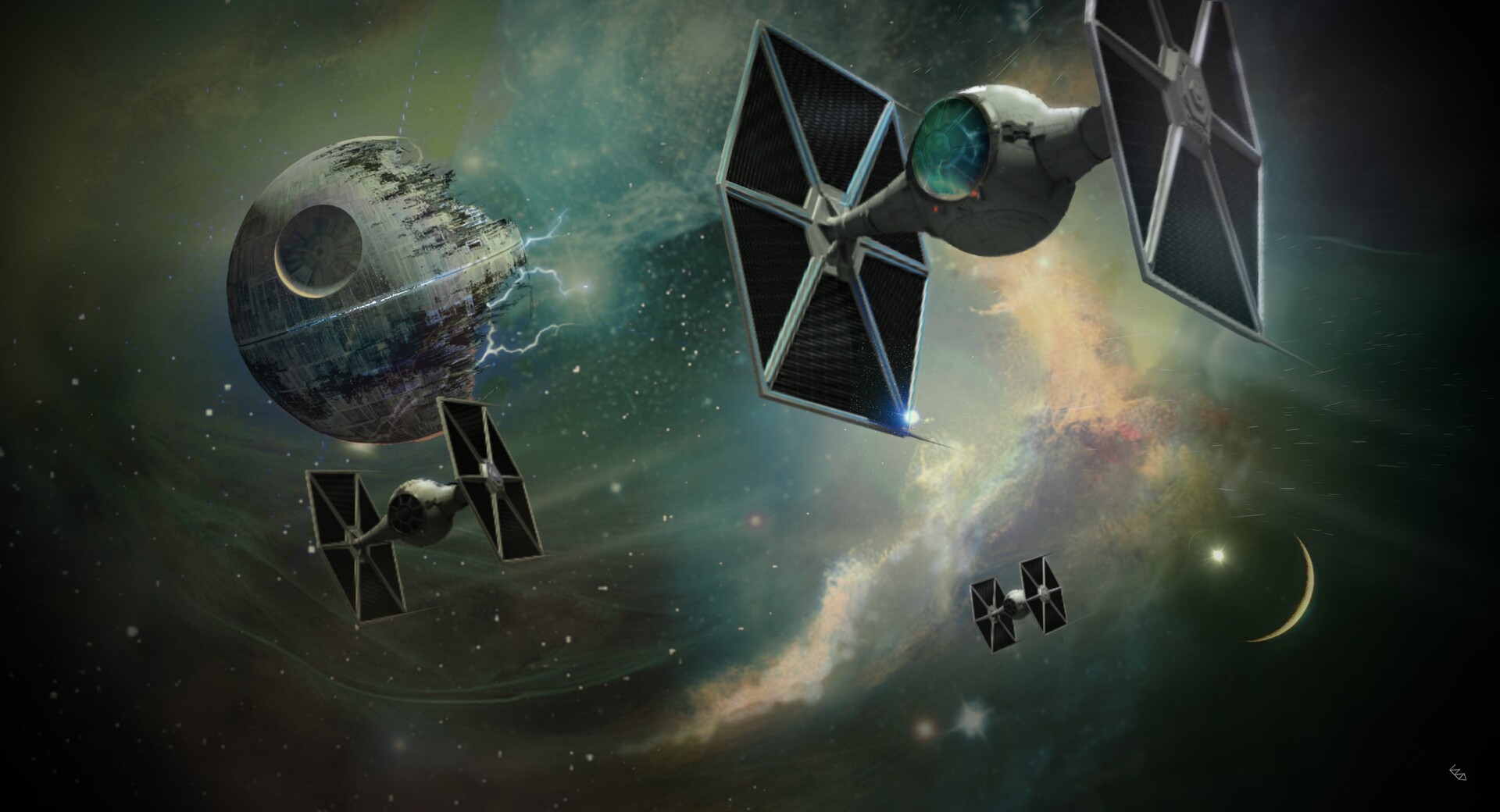 ArtStation - Nebula - flight from Death Star - Fan Art - daily artwork