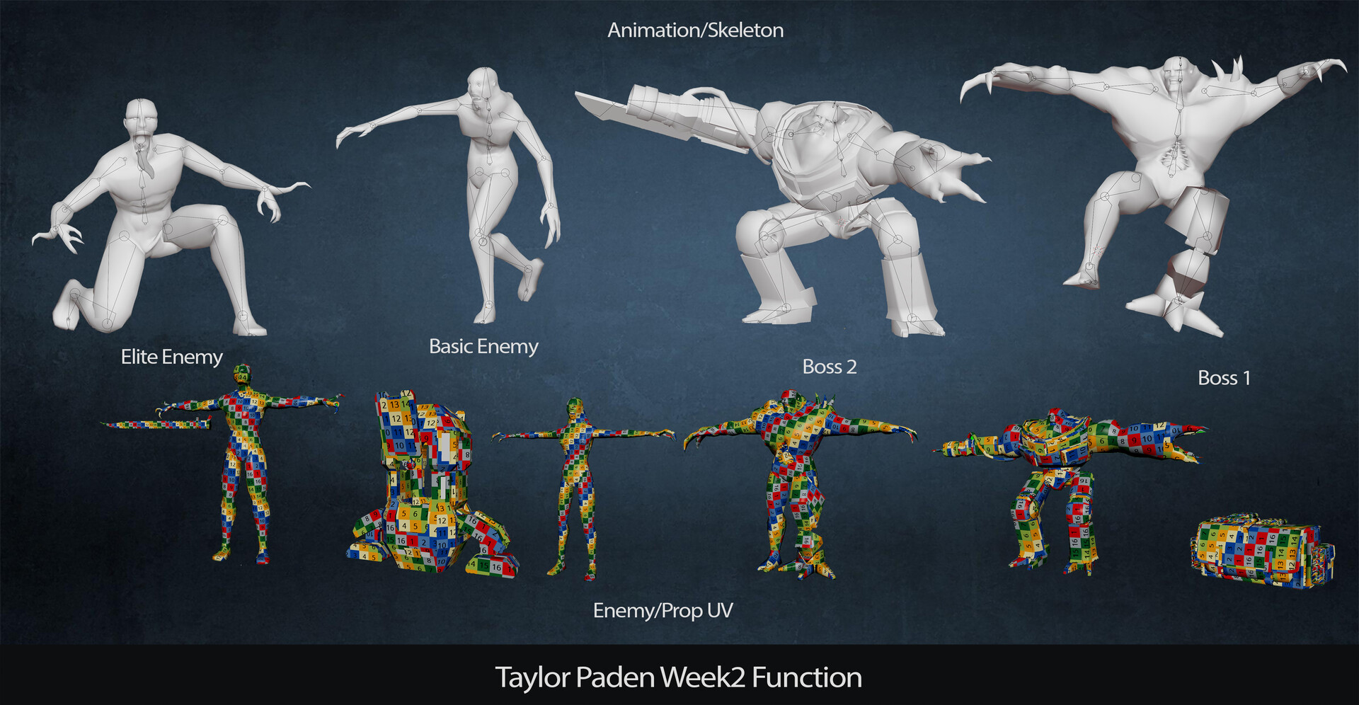 Taylor Paden - student collaboration project - 'Floor 2 Kill' game assets