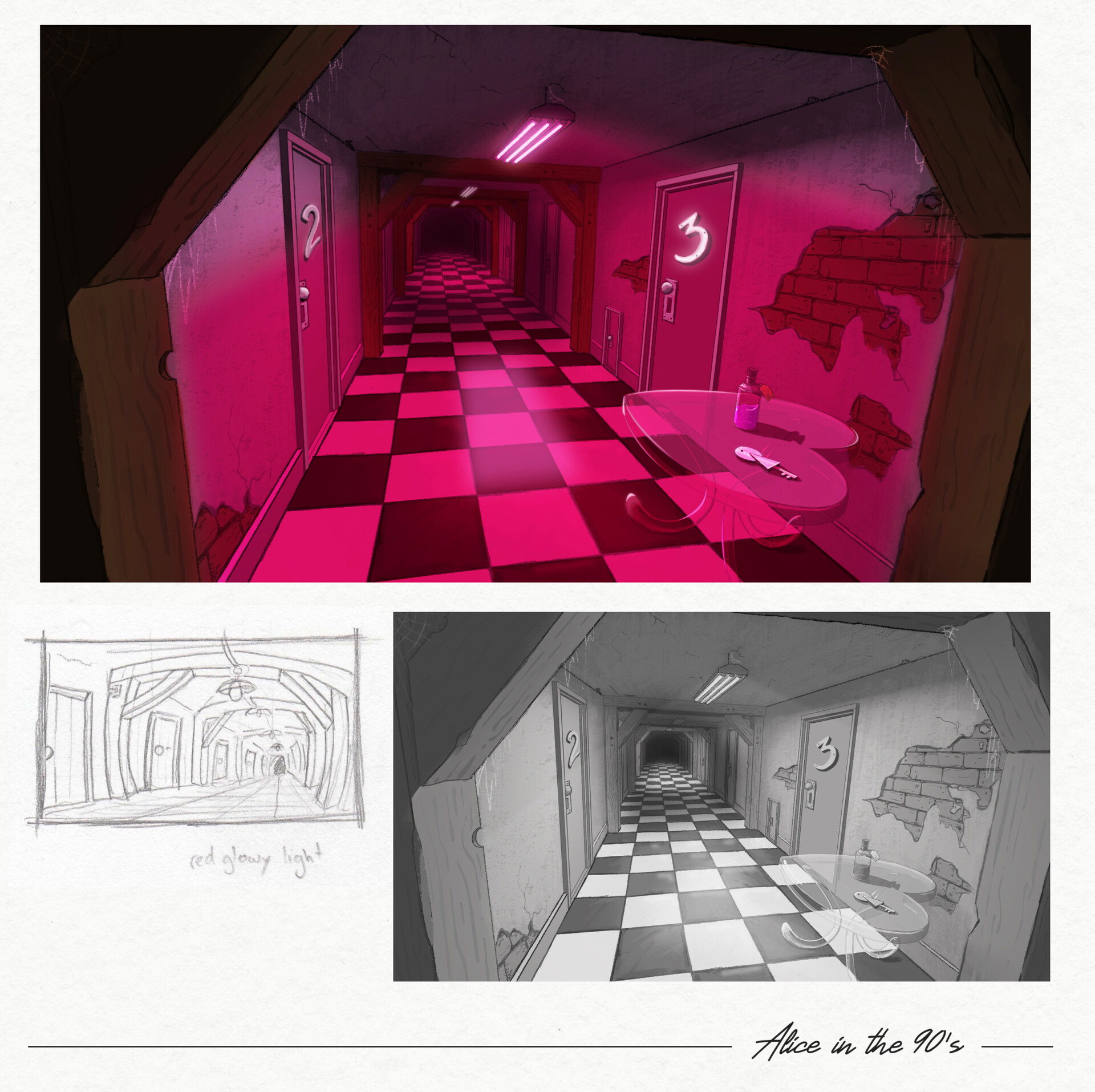 ArtStation - Alice in the 90's, The Hallway.