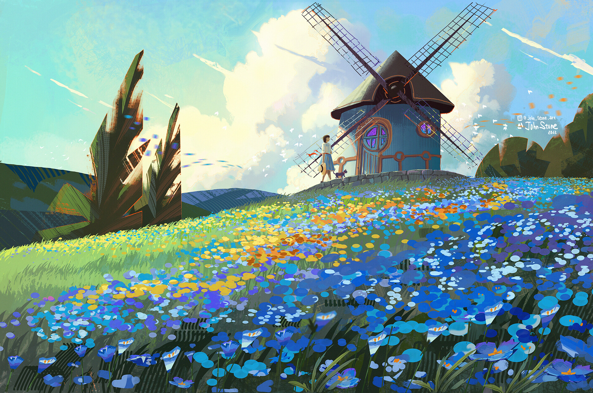 ArtStation - Windmill in sea of flowers, 1/30 of June
