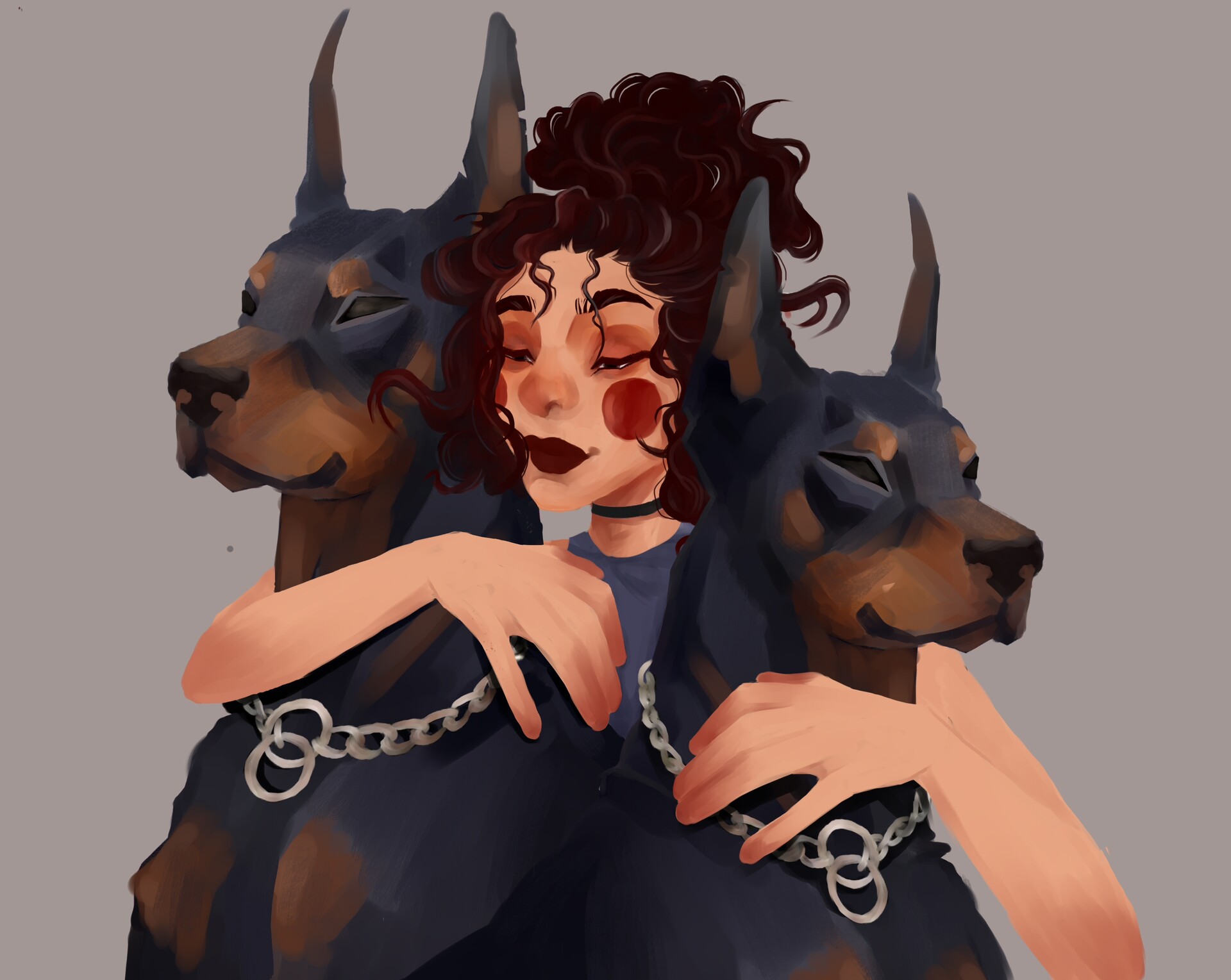 ArtStation - girl with dog