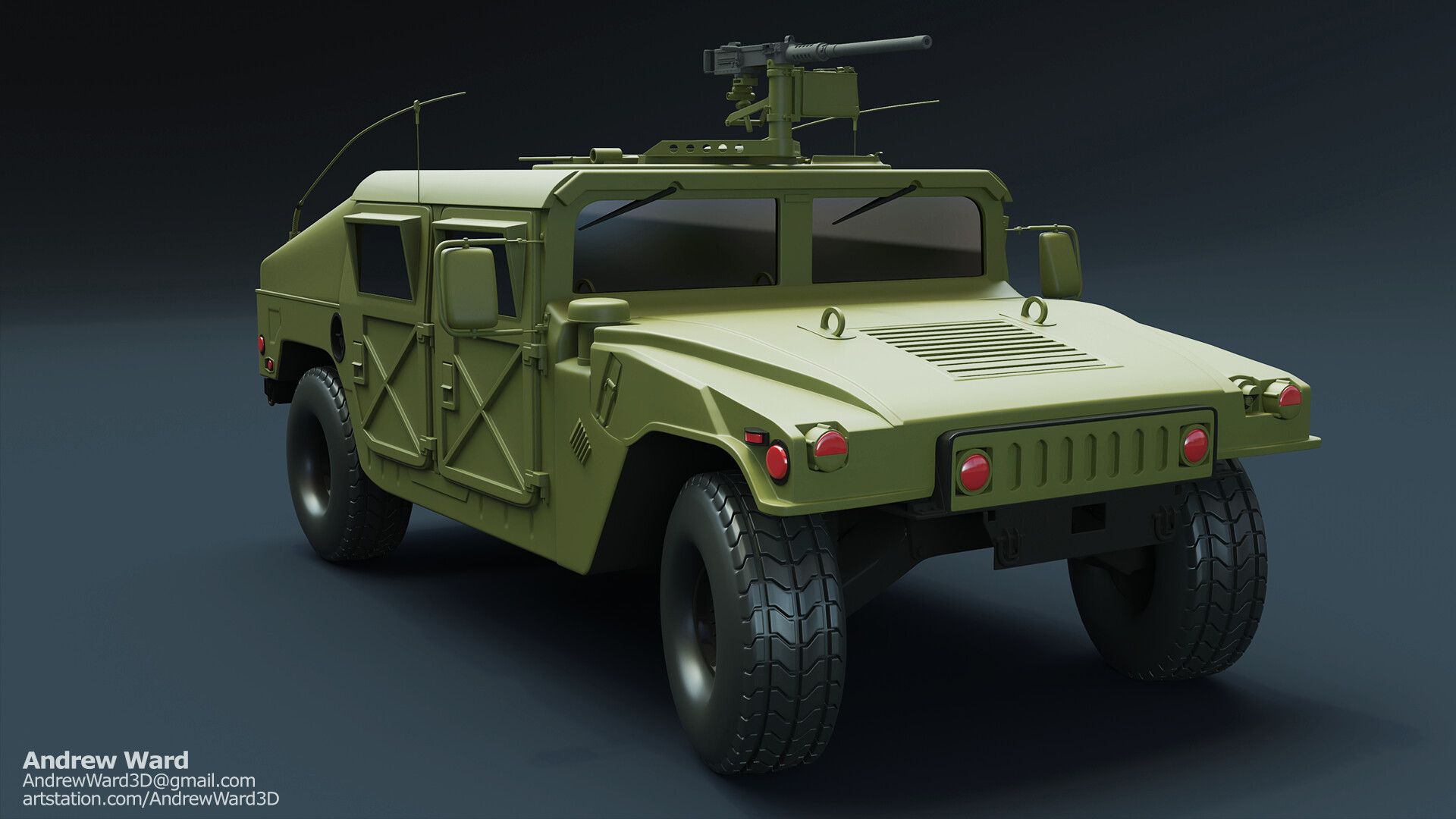 Andrew Ward 3D - High Poly Humvee with Turret