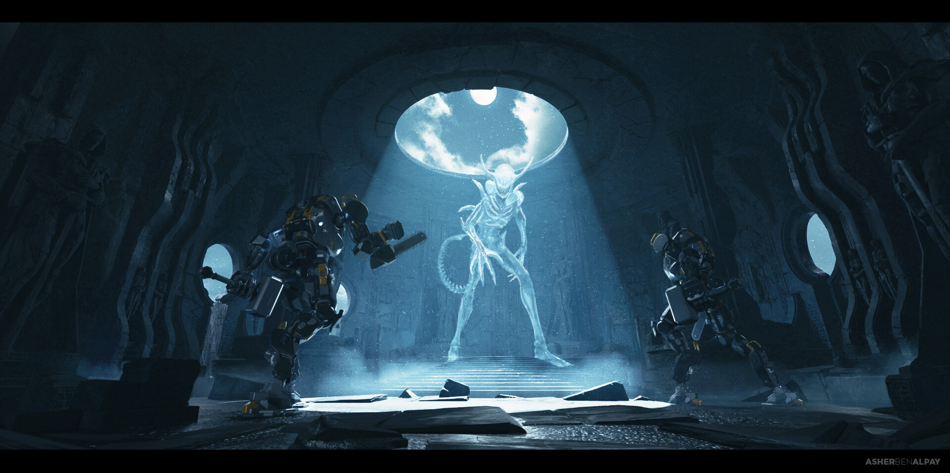 Alien Vs Mech, by Asher Ben Alpay : r/ImaginaryMechs