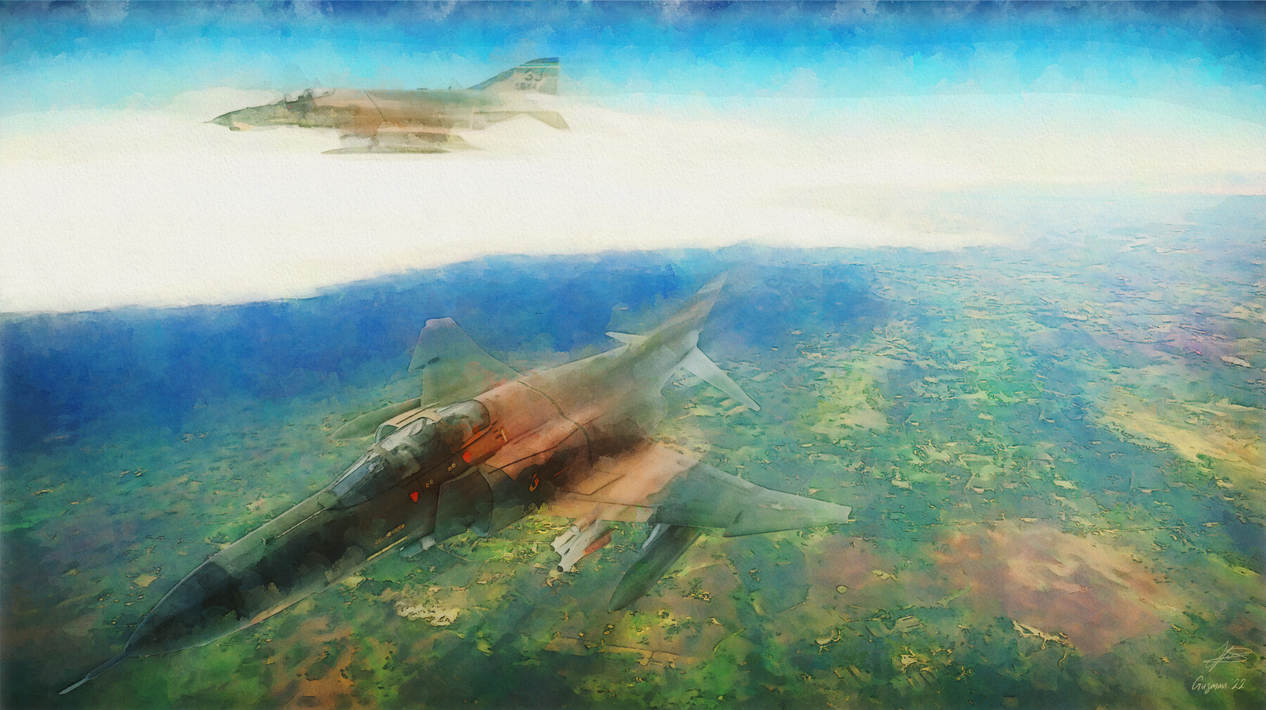 Artstation Digital Watercolor F 4 Phantom Ii
